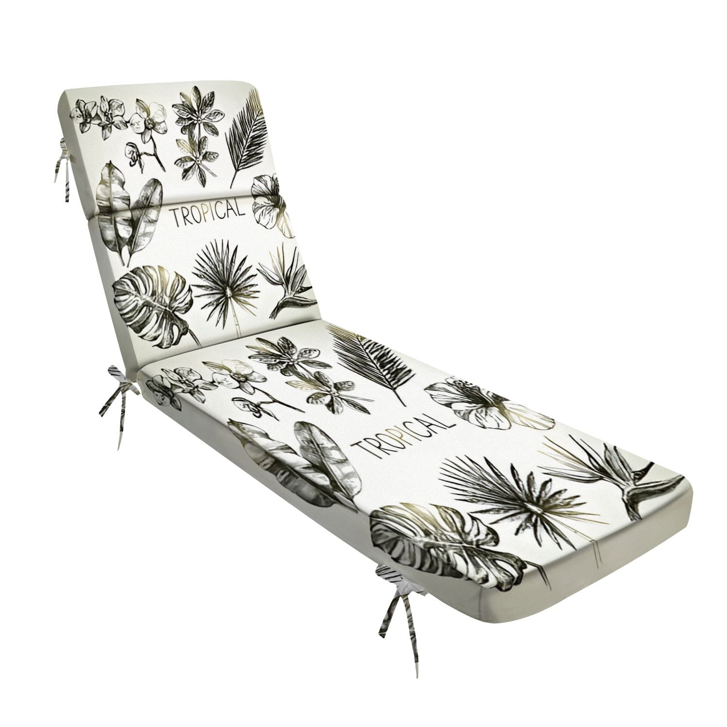 Outdoor Indoor Lounge Patio Cushion Hand drawn sketch tropical plants ...