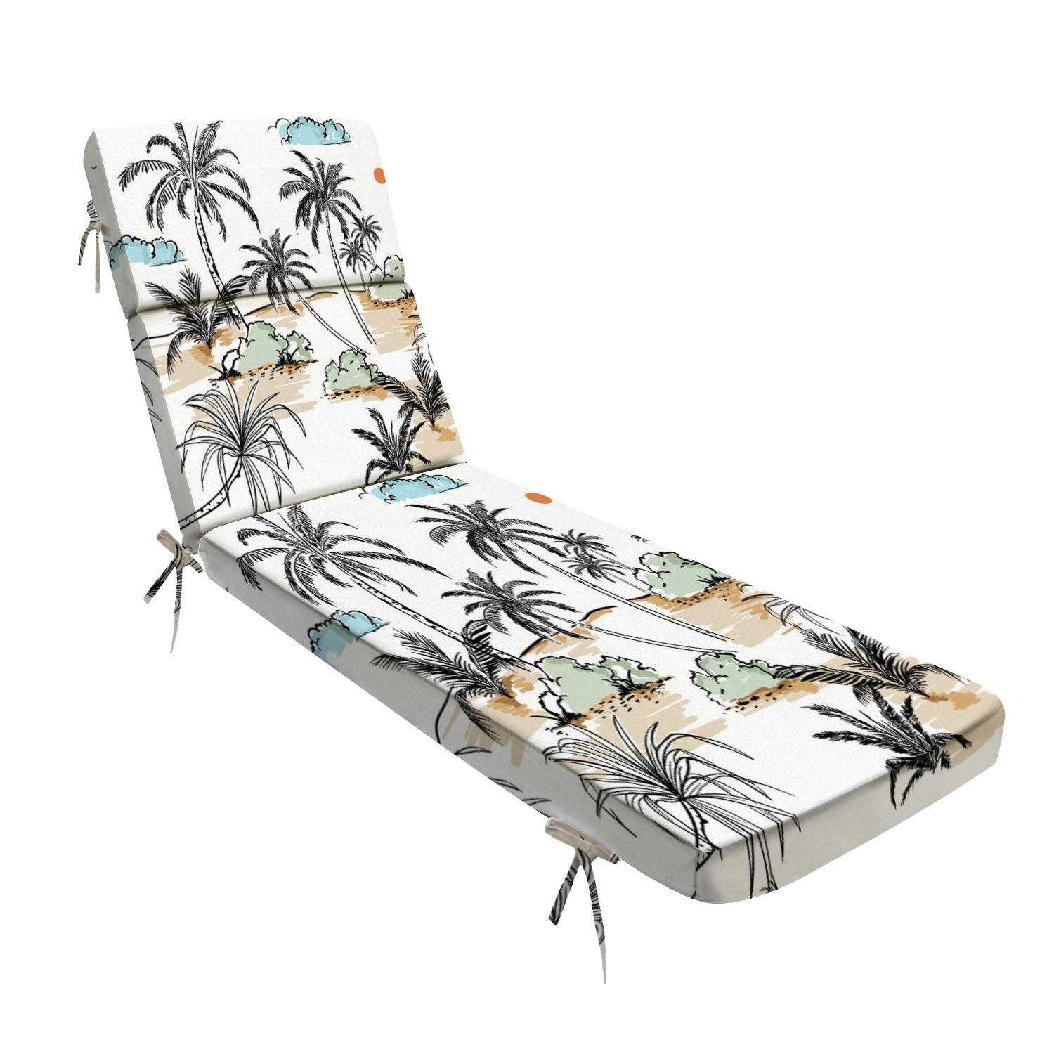 Outdoor Indoor Lounge Patio Cushion Island palm trees hand drawing ...