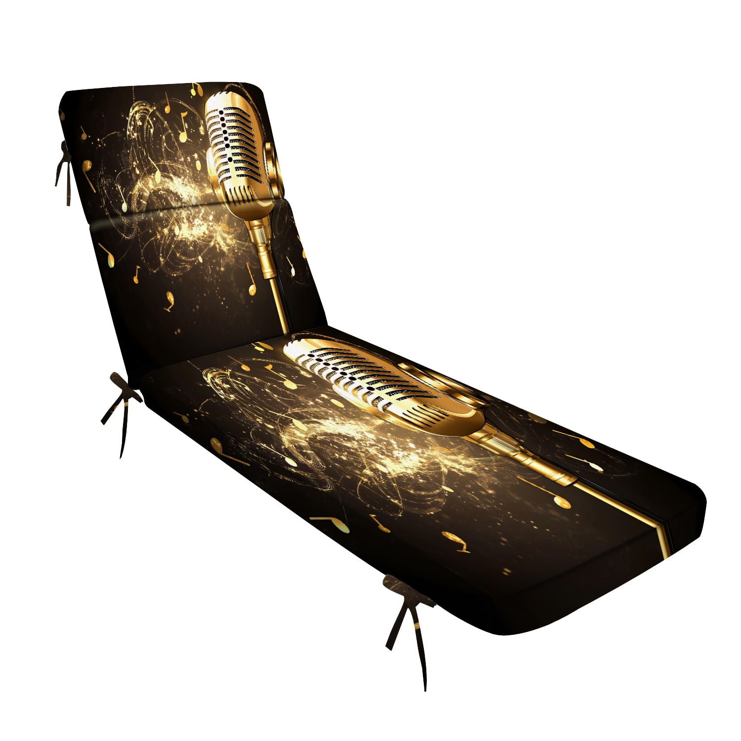 Outdoor Indoor Lounge Patio Cushion Music Gold Metal Microphone Headset Musical Note Golden ...