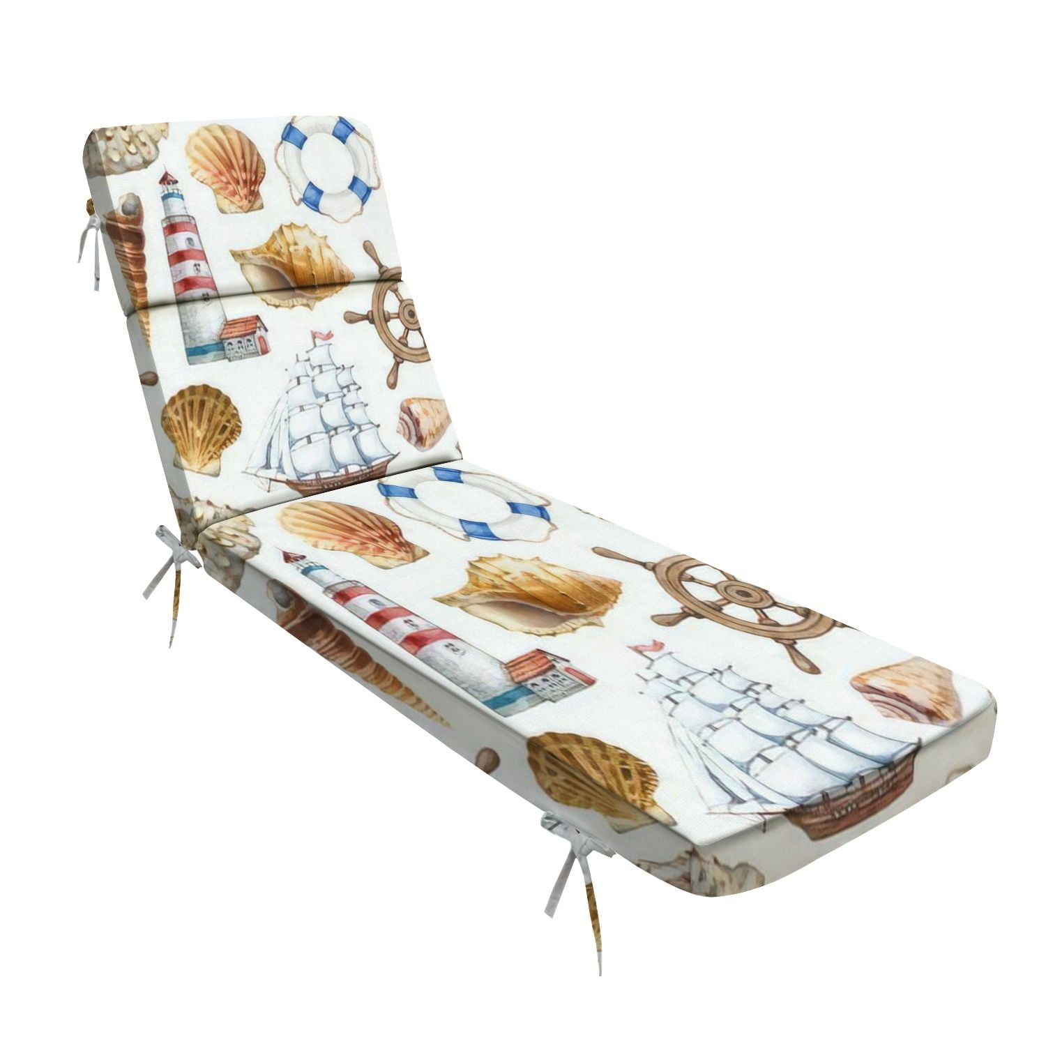 Outdoor Indoor Lounge Patio Cushion Nautical seamless watercolor ...