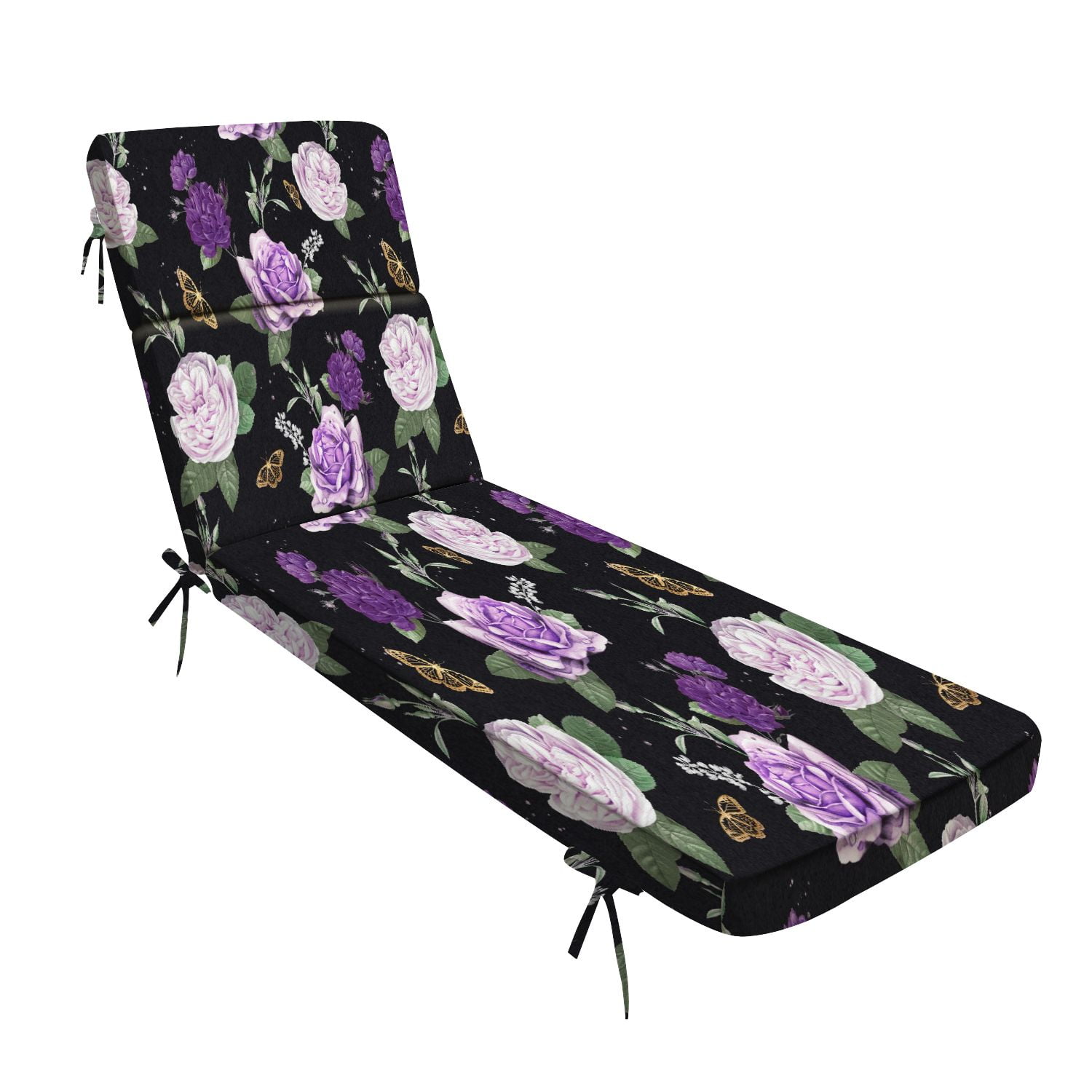 Outdoor Indoor Lounge Patio Cushion Purple cabbage roses butterfly ...