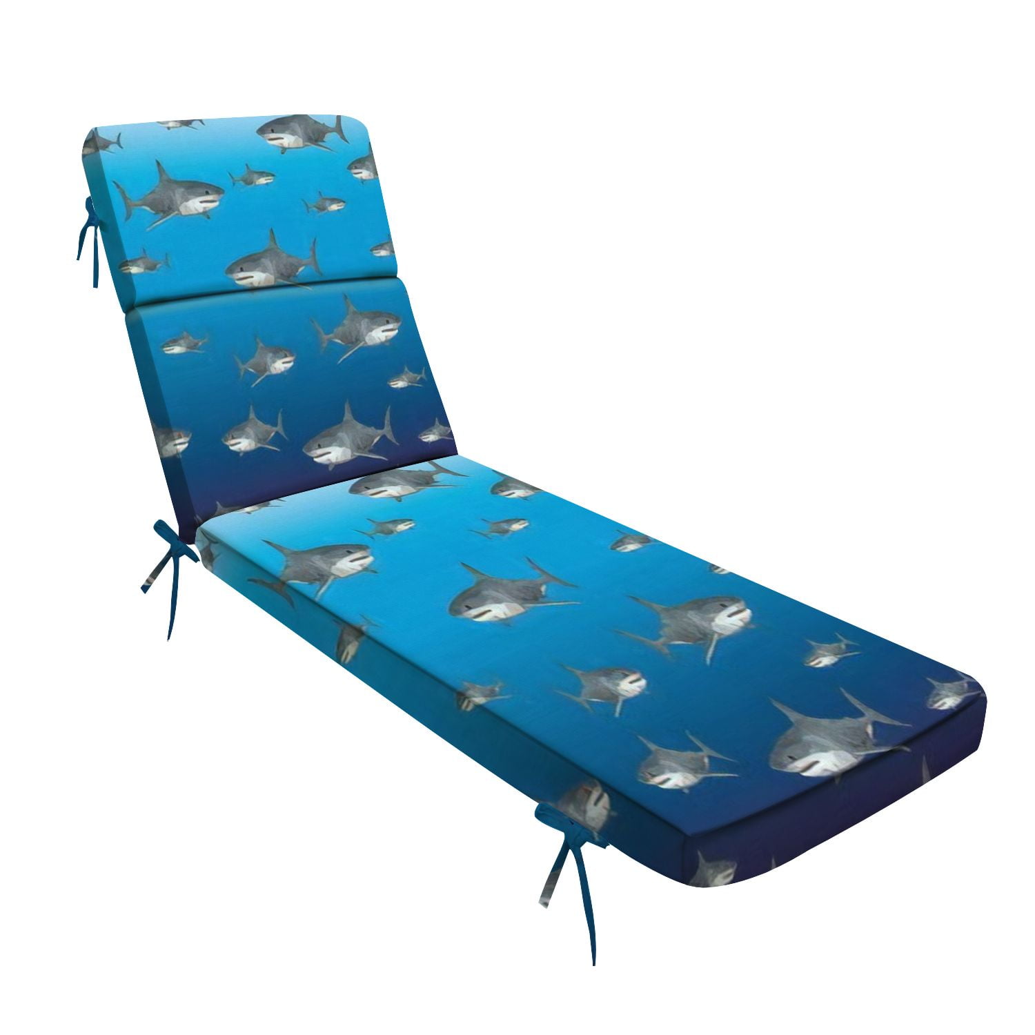 Outdoor Indoor Lounge Patio Cushion Seamless cute sharks dark low White ...