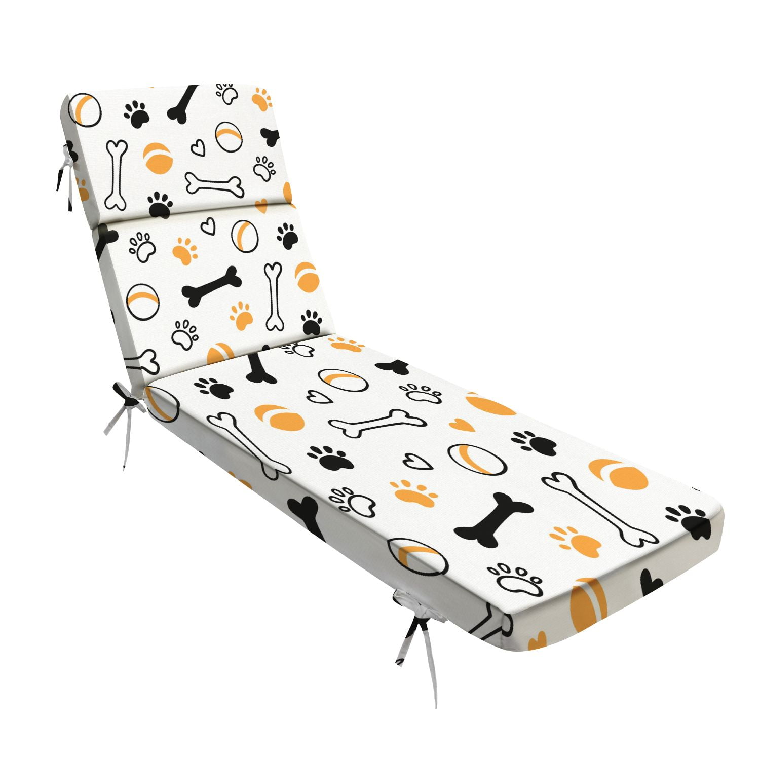 Outdoor Indoor Lounge Patio Cushion Seamless dog pattern bones paw prints balls hearts Dog ...