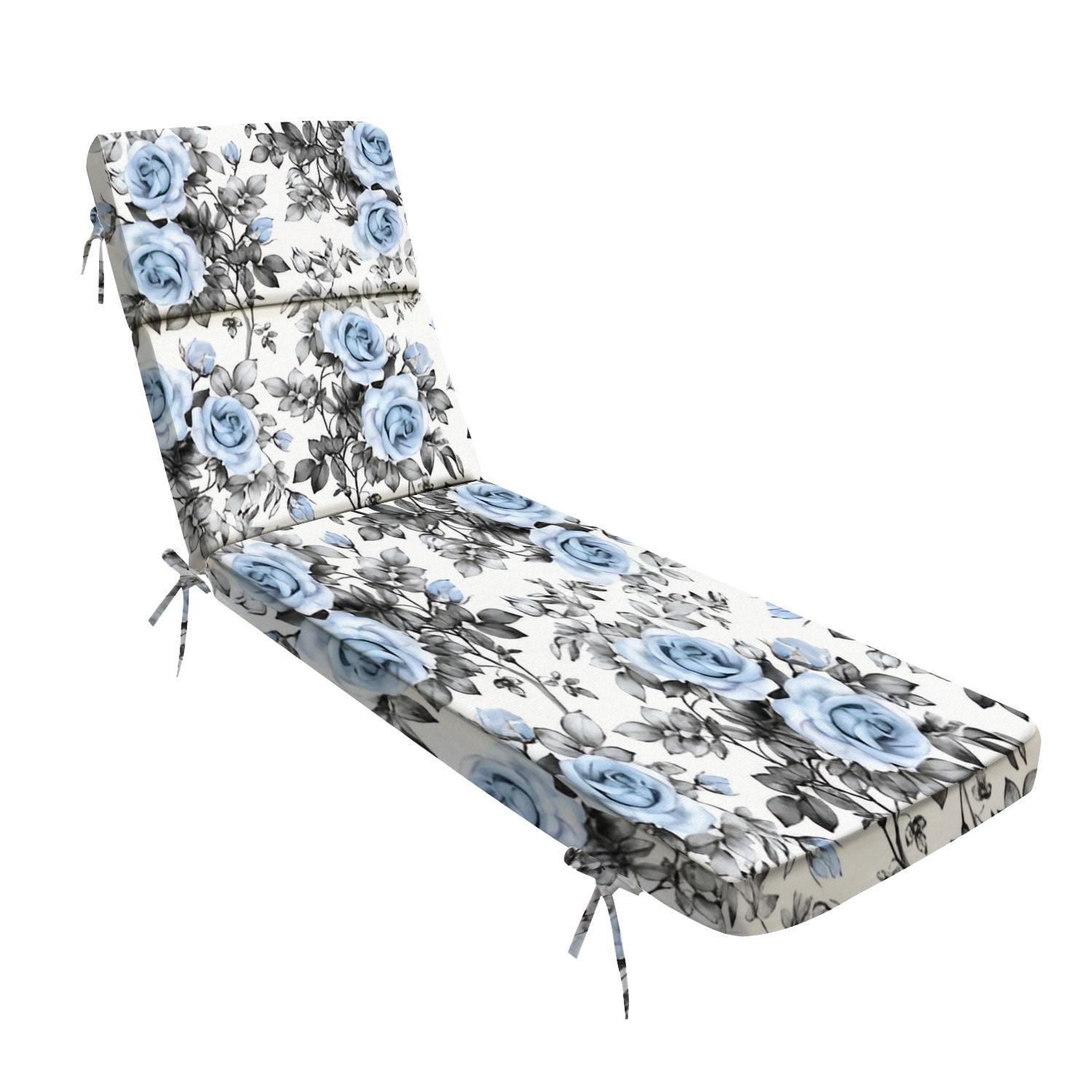 Outdoor Indoor Lounge Patio Cushion Seamless pattern blue flowers ...