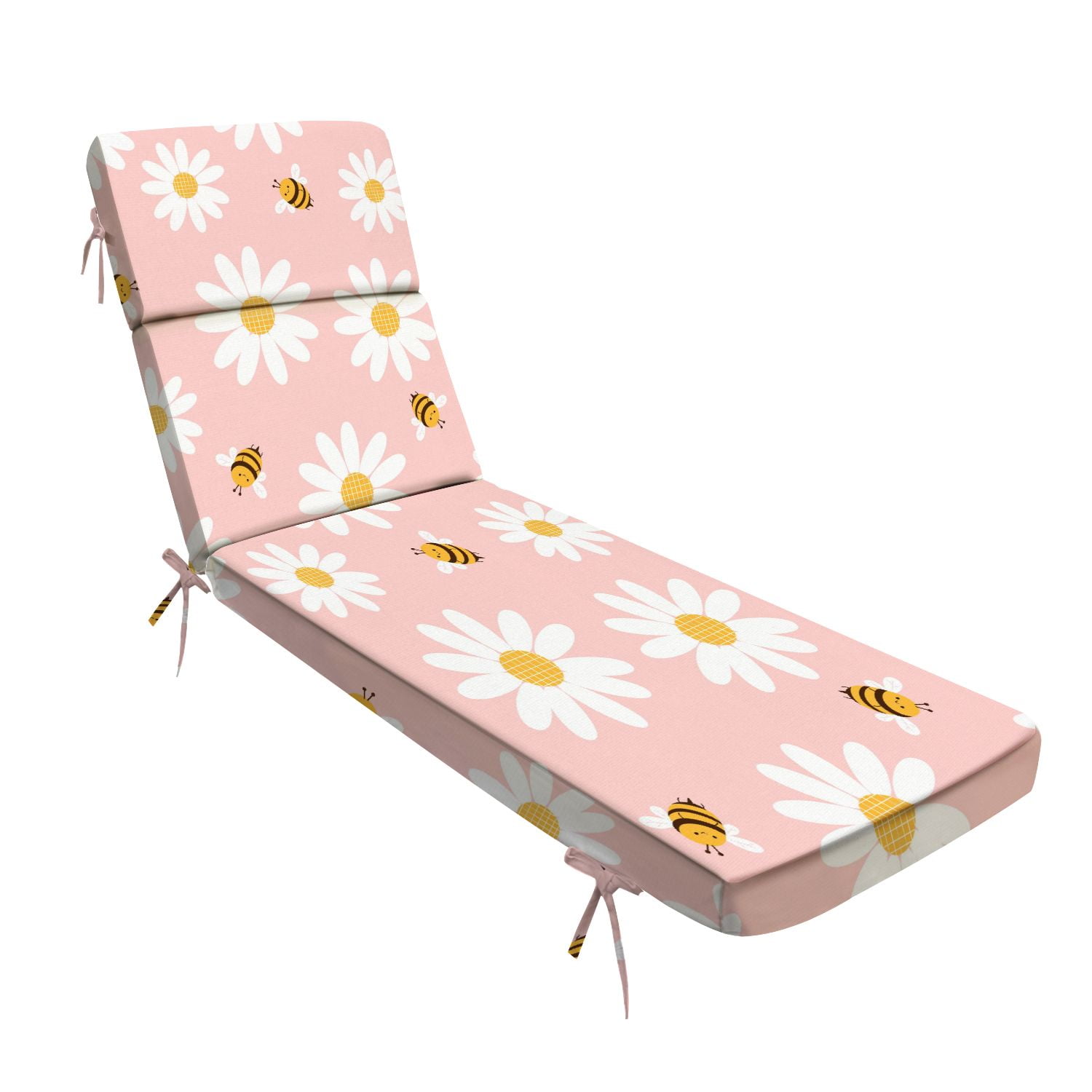 Outdoor Indoor Lounge Patio Cushion Seamless pattern daisy flower bee ...