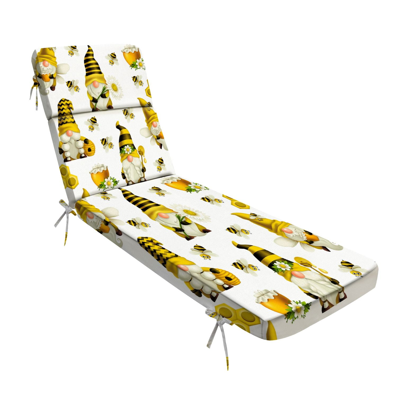 Outdoor Indoor Lounge Patio Cushion Seamless pattern gnome bees dwarf ...