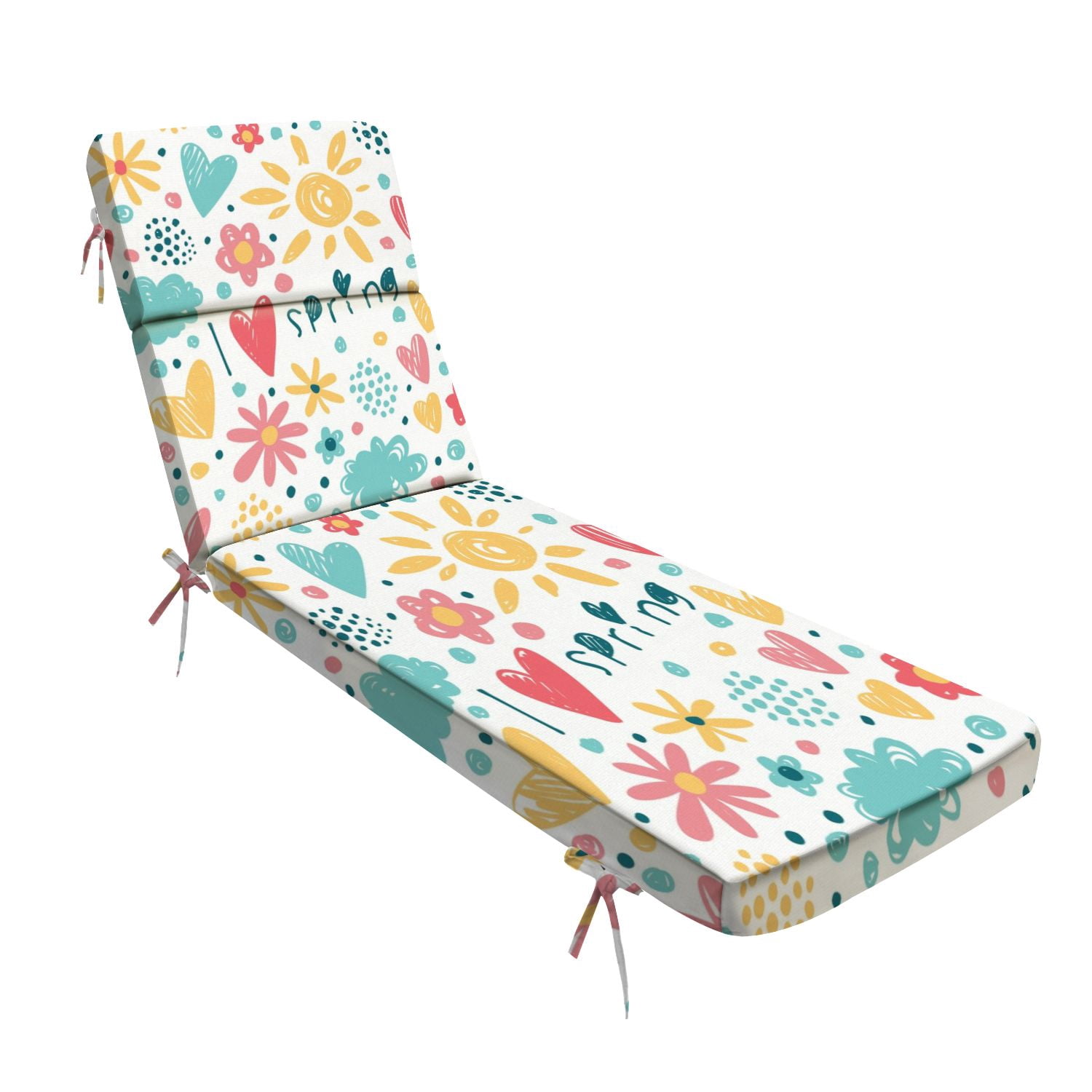 Outdoor Indoor Lounge Patio Cushion Seamless pattern sun clouds flowers ...