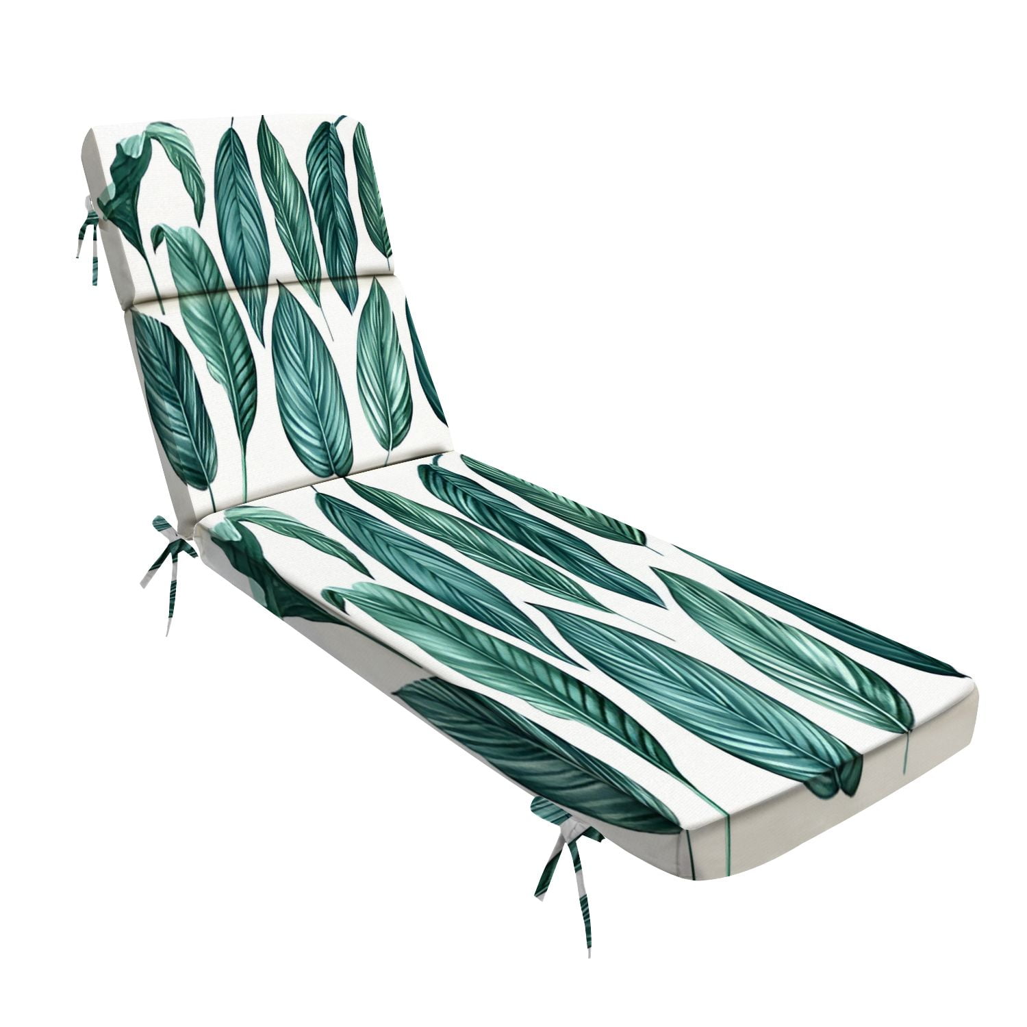 Outdoor Indoor Lounge Patio Cushion Set dark green tropical leaves white watercolor jungle ...