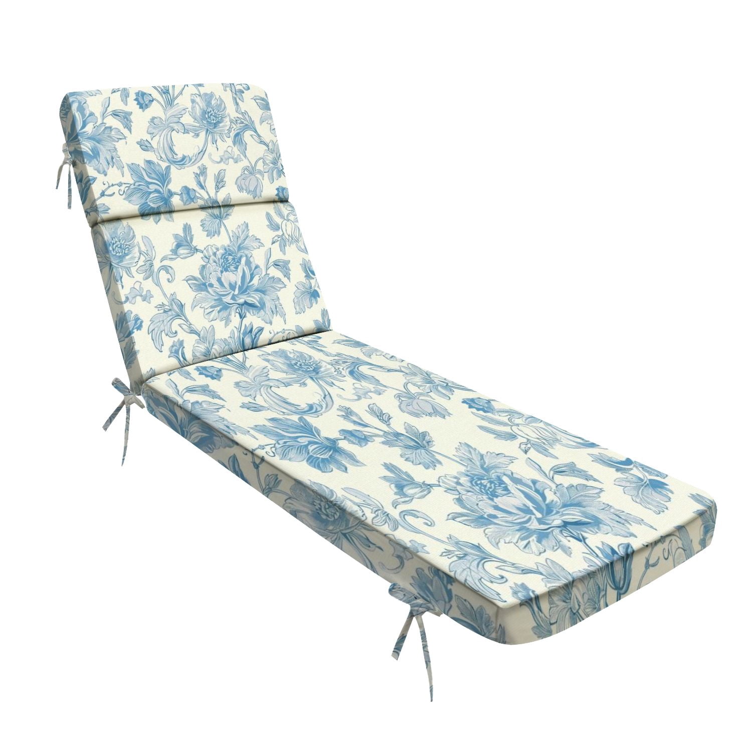 Outdoor Indoor Lounge Patio Cushion Toile de jouy Floral Blue ...