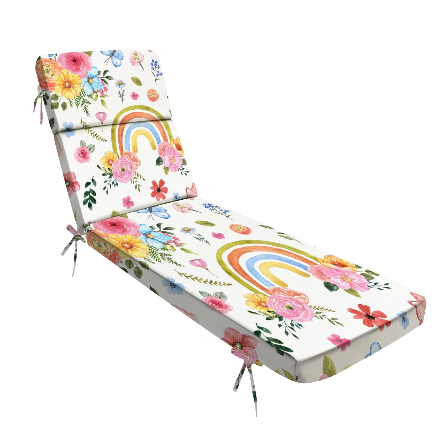 Outdoor Indoor Lounge Patio Cushion Watercolor floral rainbow seamless ...