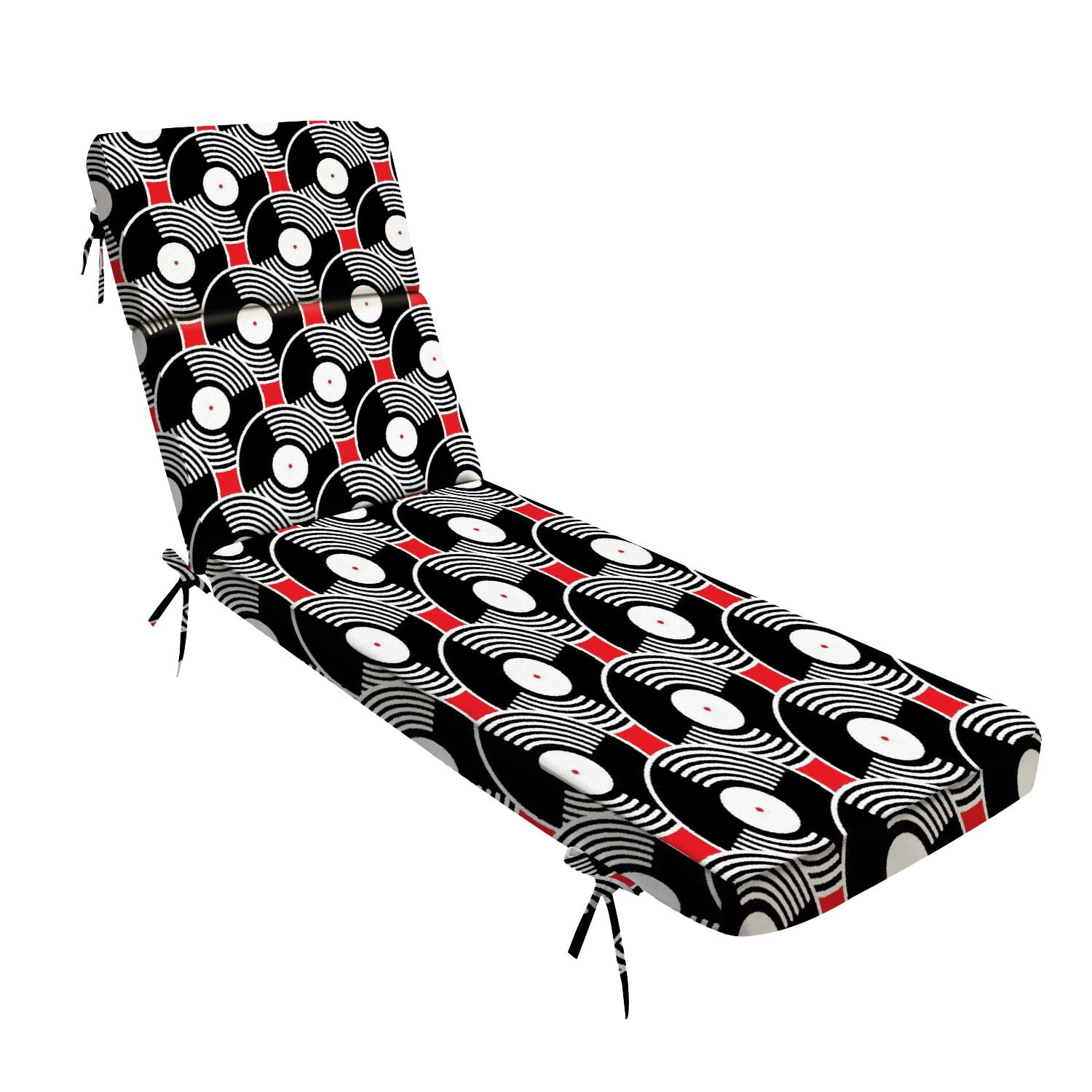 Outdoor Indoor Lounge Patio Cushion black vinyl records seamless rock ...