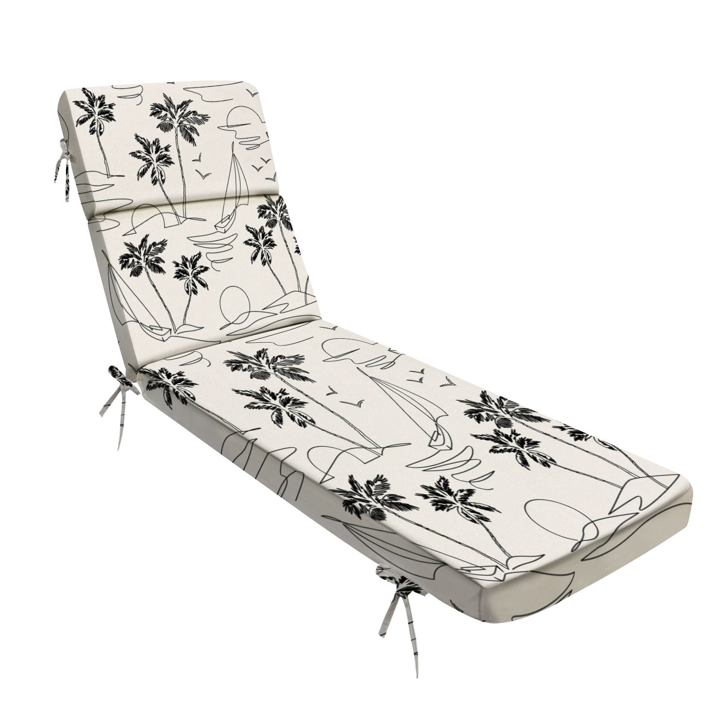 Outdoor Indoor Lounge Patio Cushion line drawing tropical oasis island ...