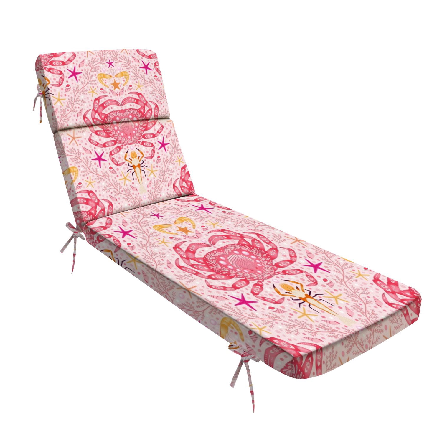 Outdoor Indoor Lounge Patio Cushion pink crustaceans seamless marine ...