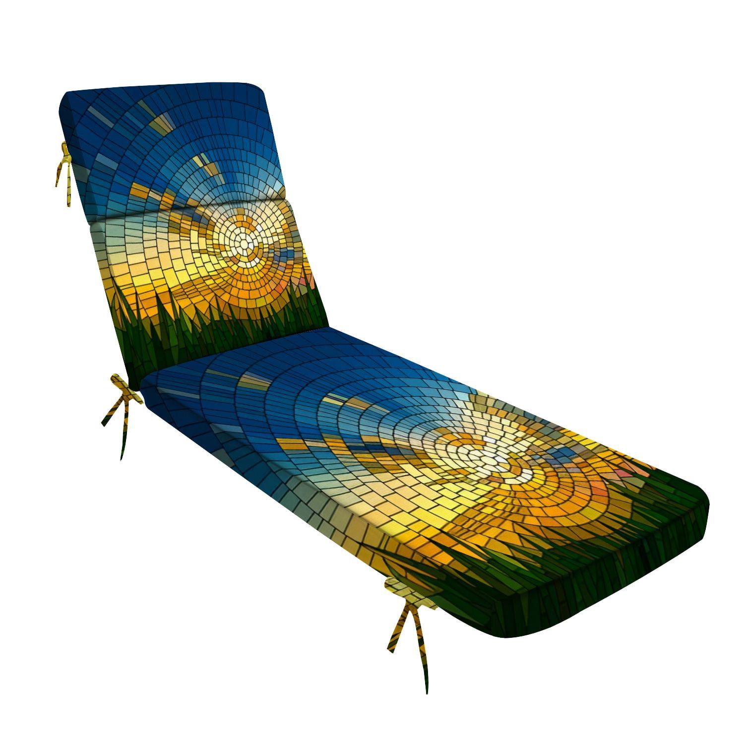 Outdoor Indoor Lounge Patio Cushion sunset blue sky grass stained glass ...