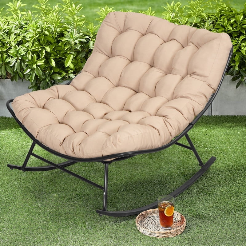 Outdoor/Indoor Patio Rocking Chair, Egg-shaped Outdoor Lounge Chair ...