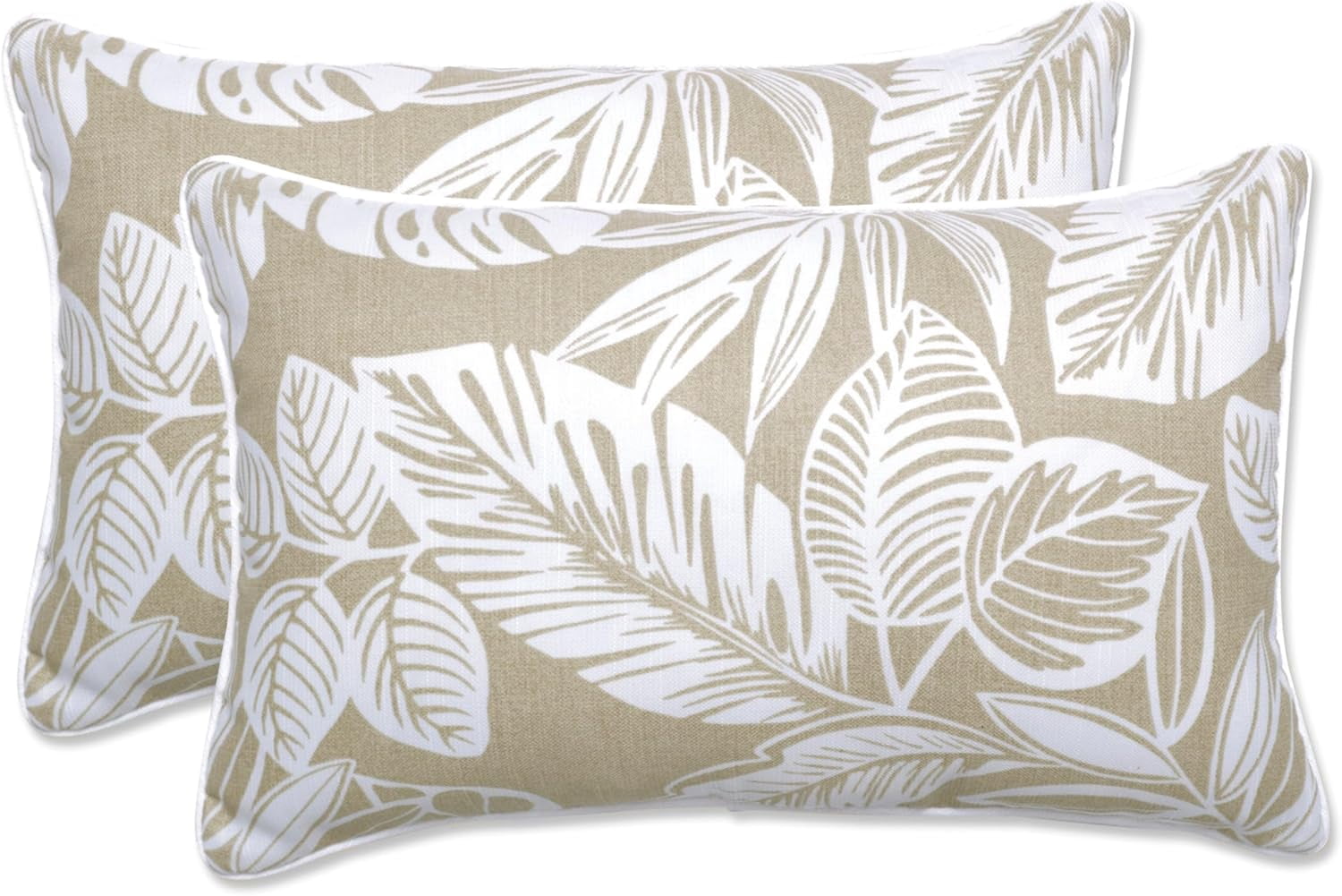 Outdoor/Indoor Pillows, Lumbar - 11.5" x 18.5", Natural Delray 2 Count ...
