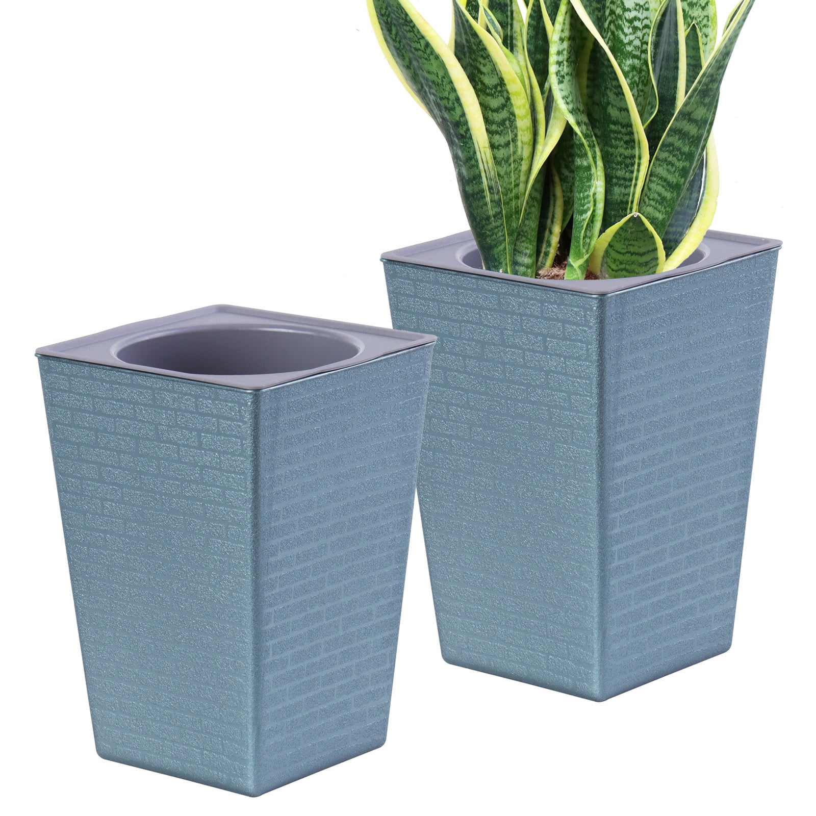 Outdoor Indoor Planter Pots - 17.2 Inch Tall Flower Pot with Drainage ...