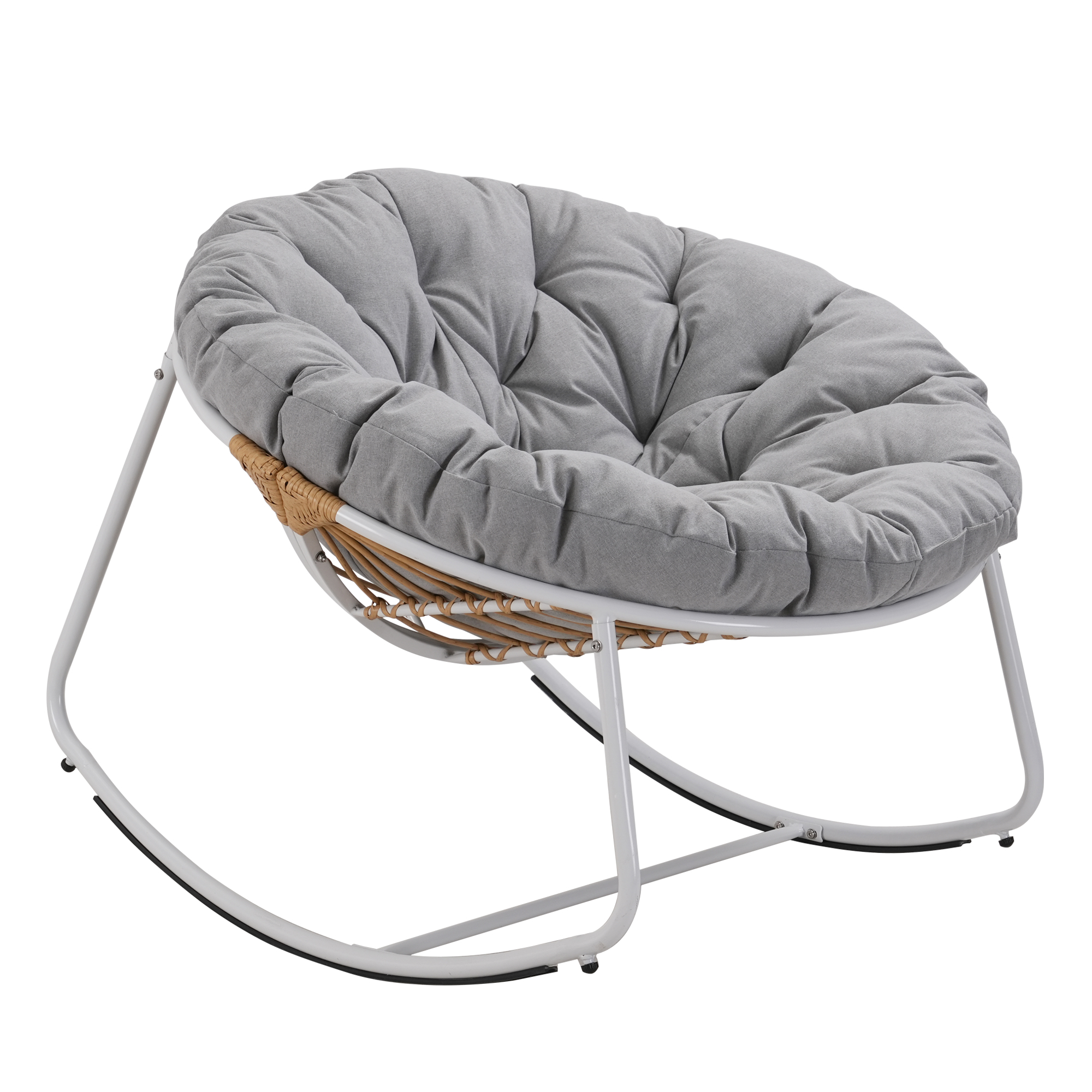 Outdoor/Indoor Rocking Chair with Rust-Resistant Steel Frame & Water ...