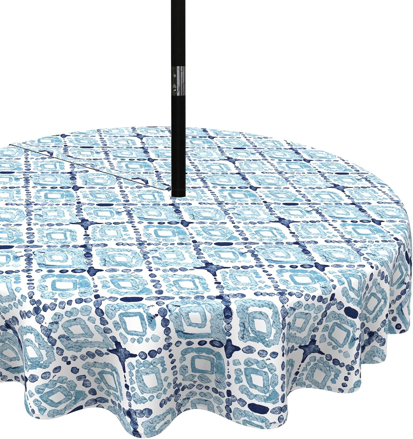 Outdoor/Indoor Round Tablecloth, Patio Stain Resistant Table Covers ...