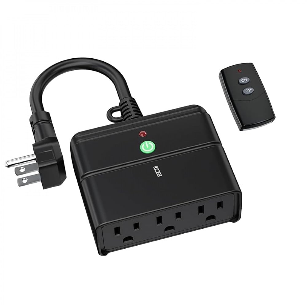 Outdoor Indoor Wireless Remote Control 3-Prong Outlet Weather Proof ...
