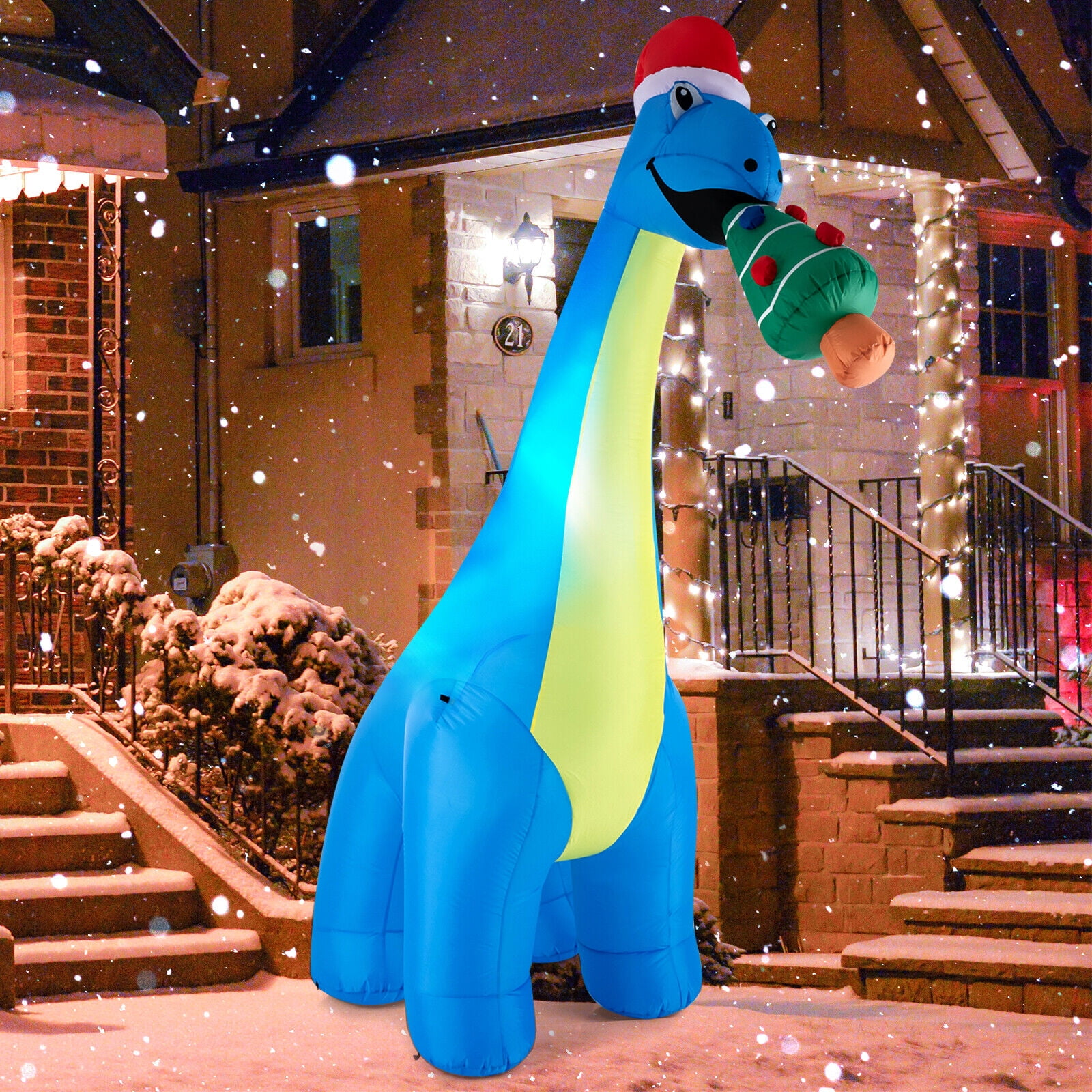 Fortumia.com Outdoor Inflatable Dinosaur Christmas Decorations, 10ft ...