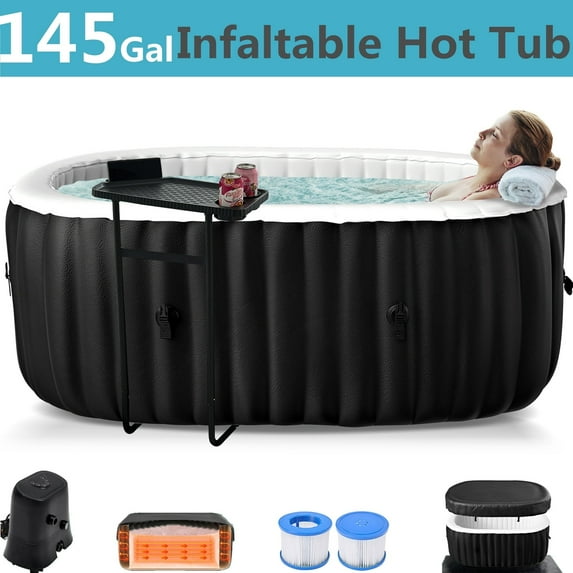 Outdoor Inflatable Hot Tub Spa for 2 Person Oval 145 Gallon Backyard ...