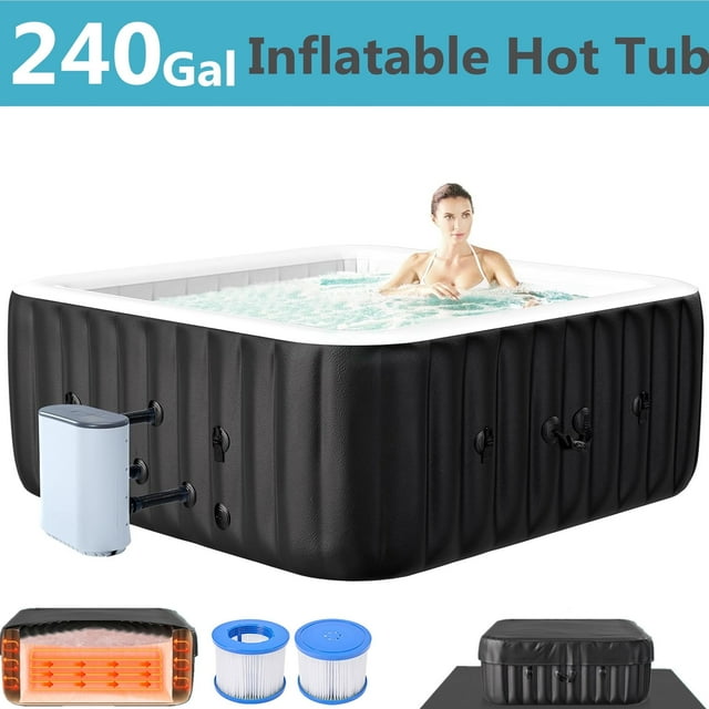 Outdoor Inflatable Hot Tub Spa for 6 Person Square with Air Pump,240 ...