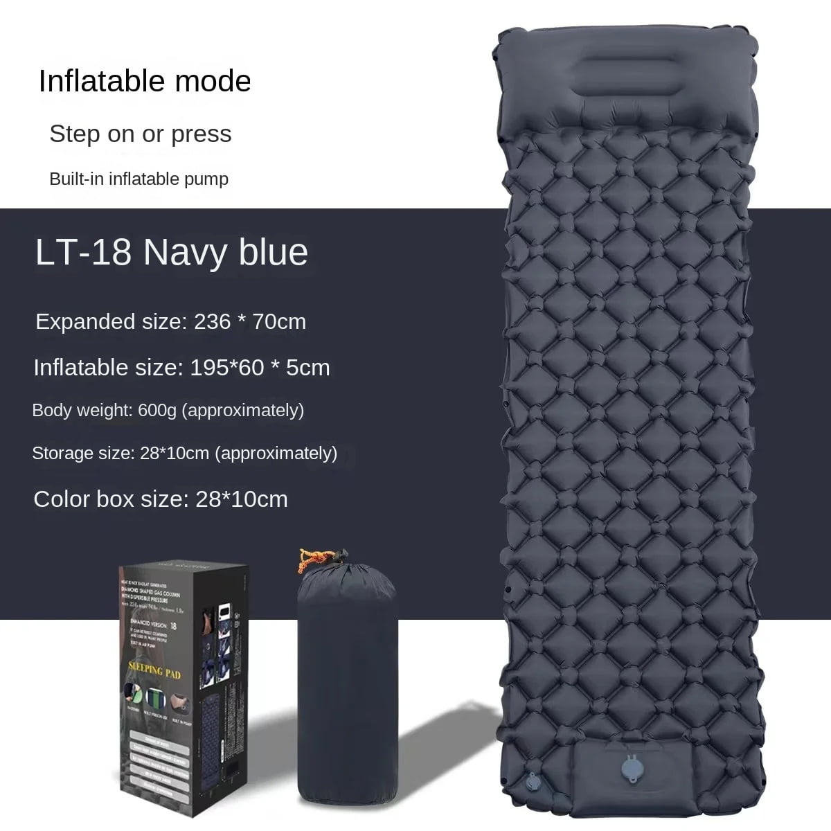Outdoor Ultralight Inflatable Mattress 5cm Thick with Built-in Pump ...
