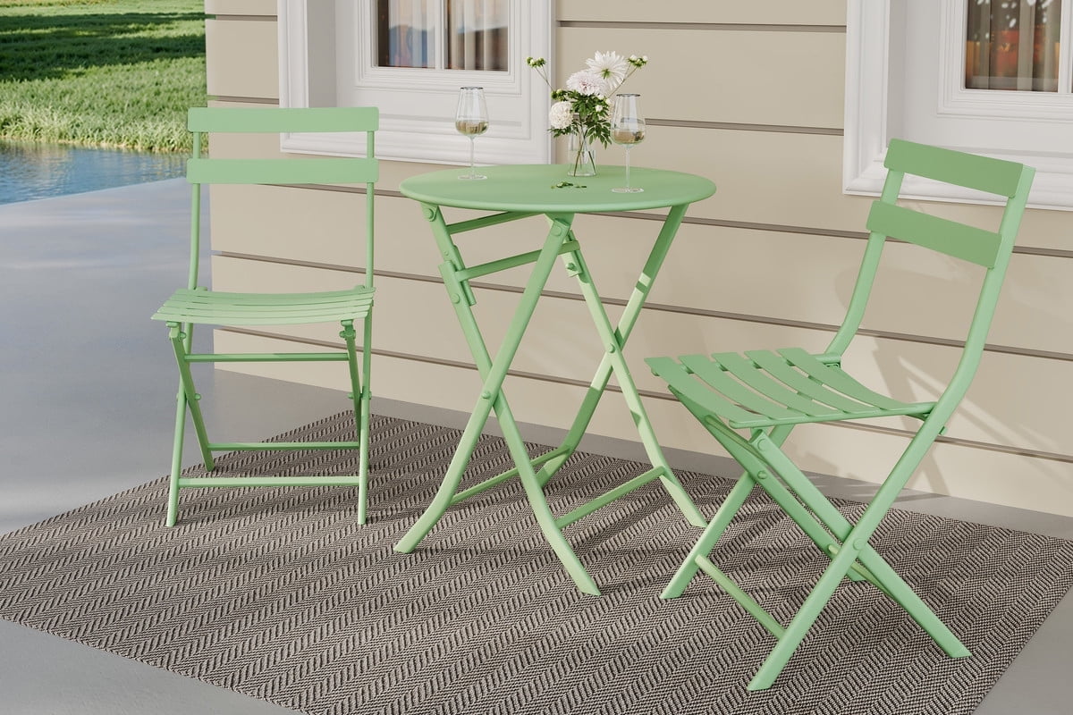Outdoor Patio Bistro Sets of 2, 3 Piece Folding Bistro Table and Chairs ...