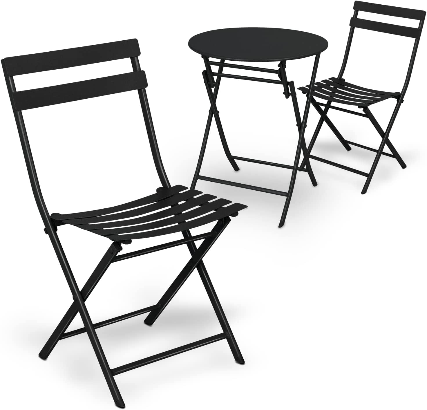 Outdoor Patio Bistro Sets of 2, 3 Piece Folding Bistro Table and Chairs ...