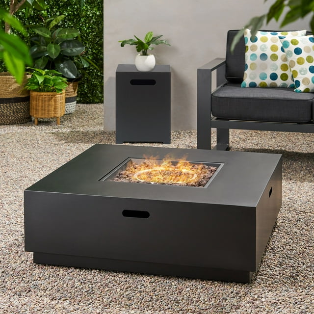 Outdoor Iron 40 Inch Square Fire Pit - 50,000 BTU,Dark Grey - Walmart.com