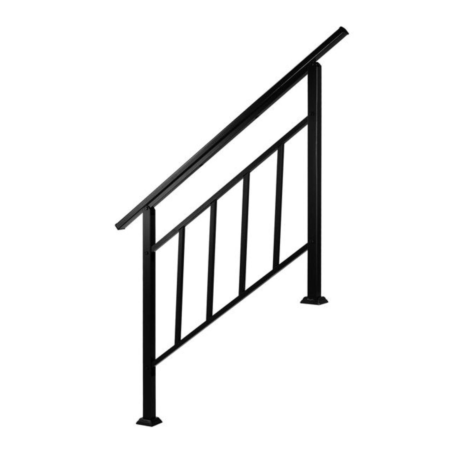 Outdoor Iron Handrail, Matte Black 3/4 Step Handrails for Steps, Garden ...