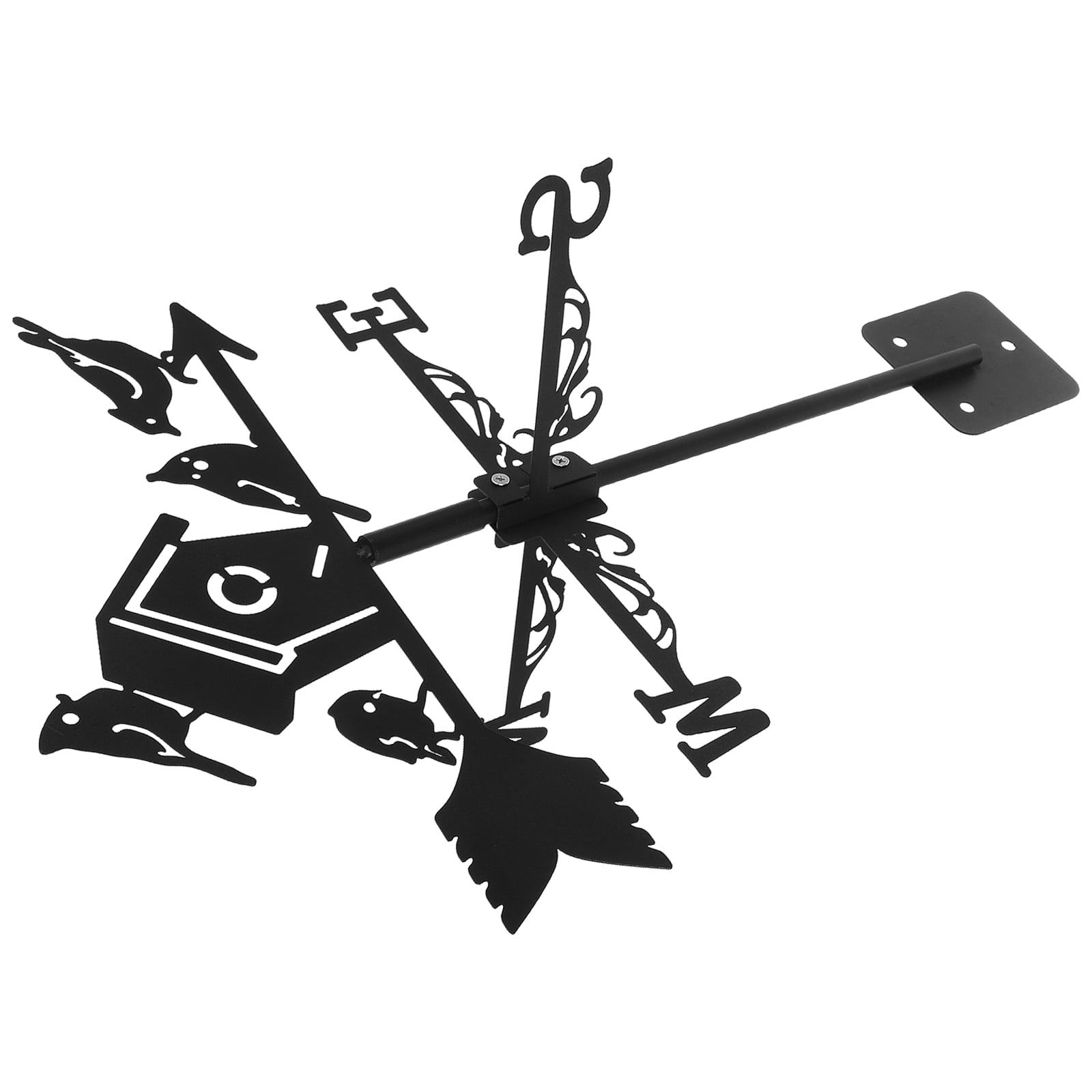 Outdoor Iron Weathervane Birdhouse with Wind Direction Indicator for ...