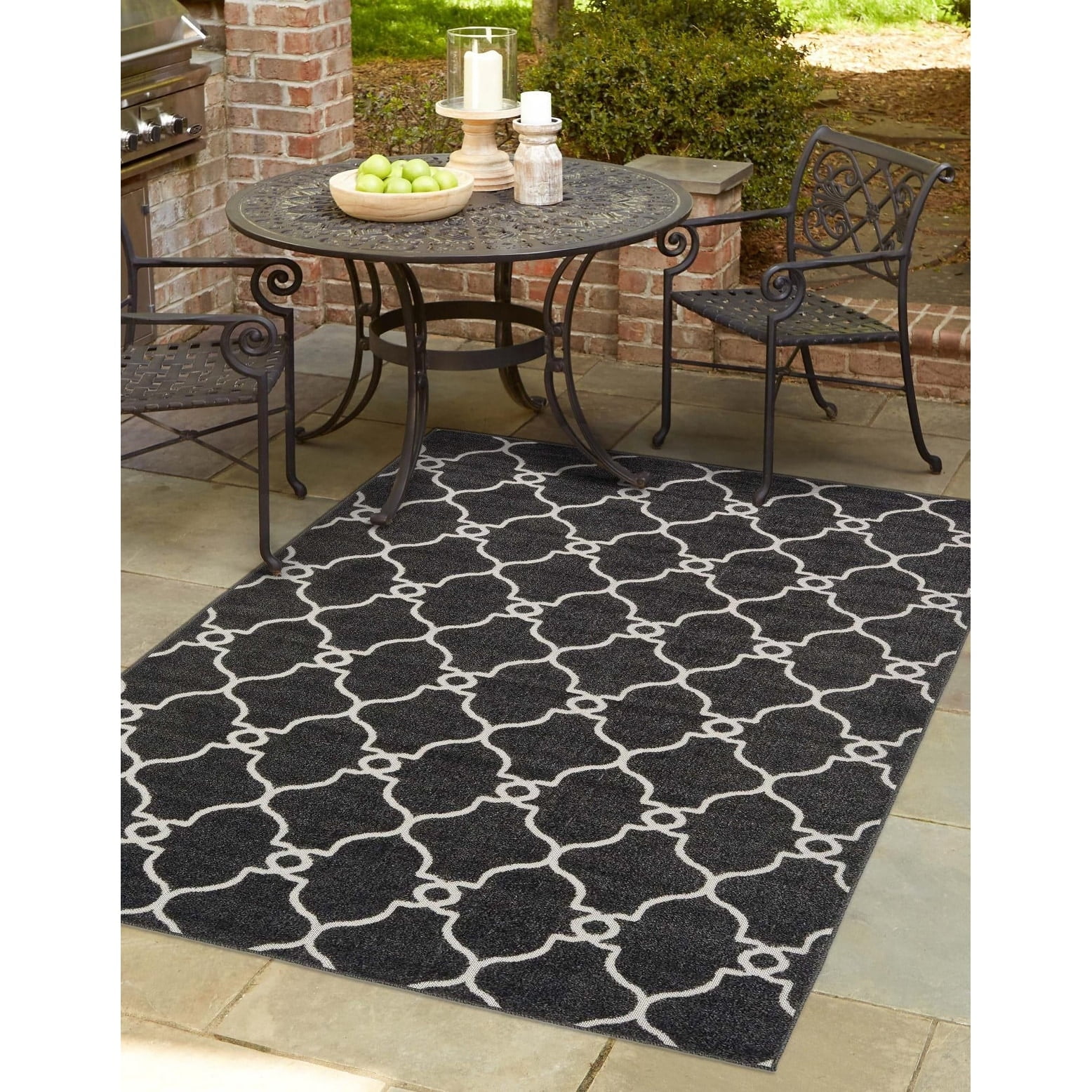 Outdoor Khence Collection Area Rug Black - 4'x6' - Walmart.com