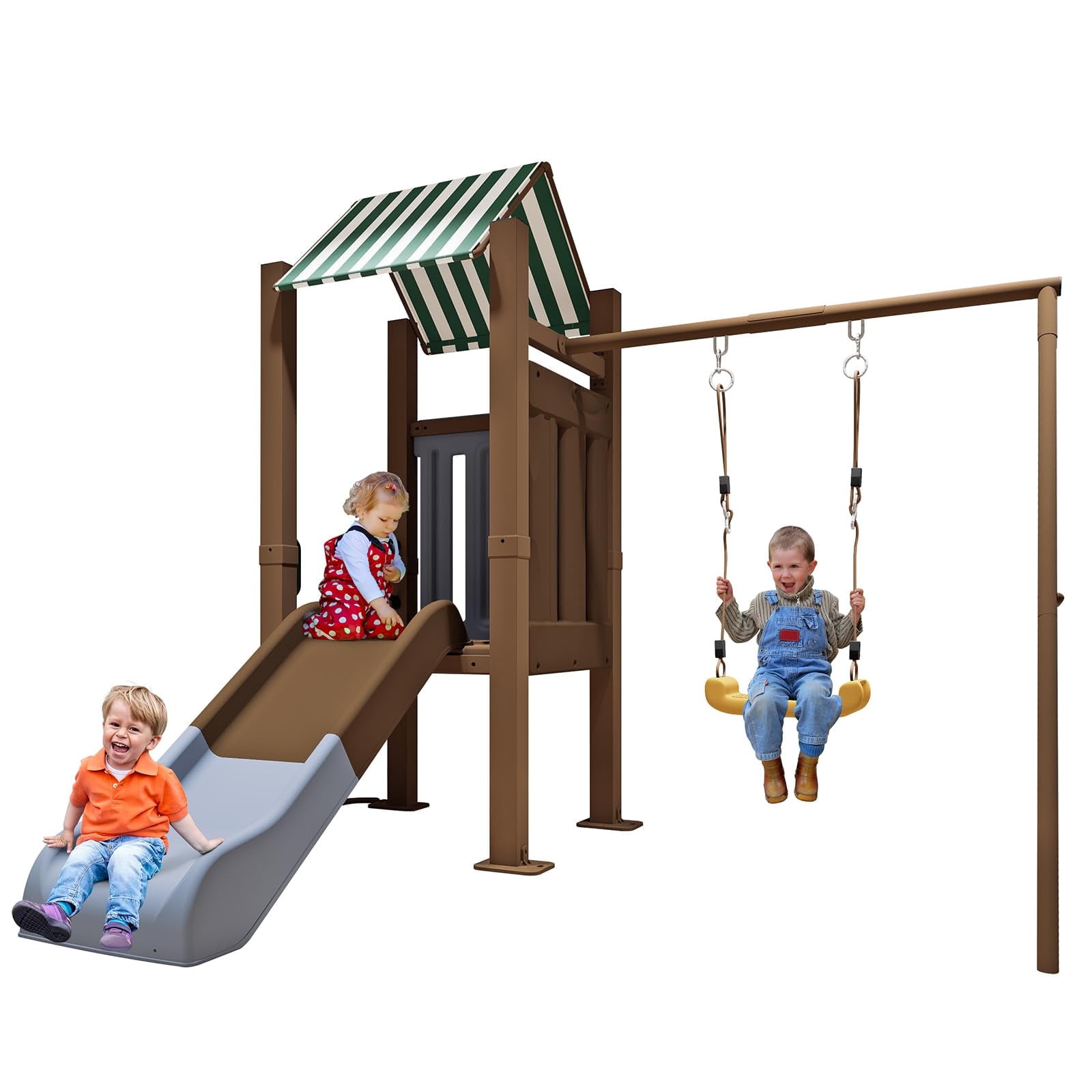 Outdoor Kids Play Equipment with Slide & Swing Set - Backyard ...