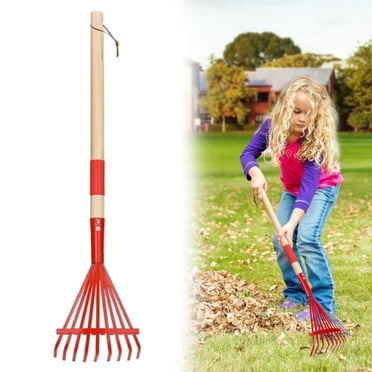 Emsco Group Little Diggers Kids' Plastic Garden Leaf Rake with Wood ...
