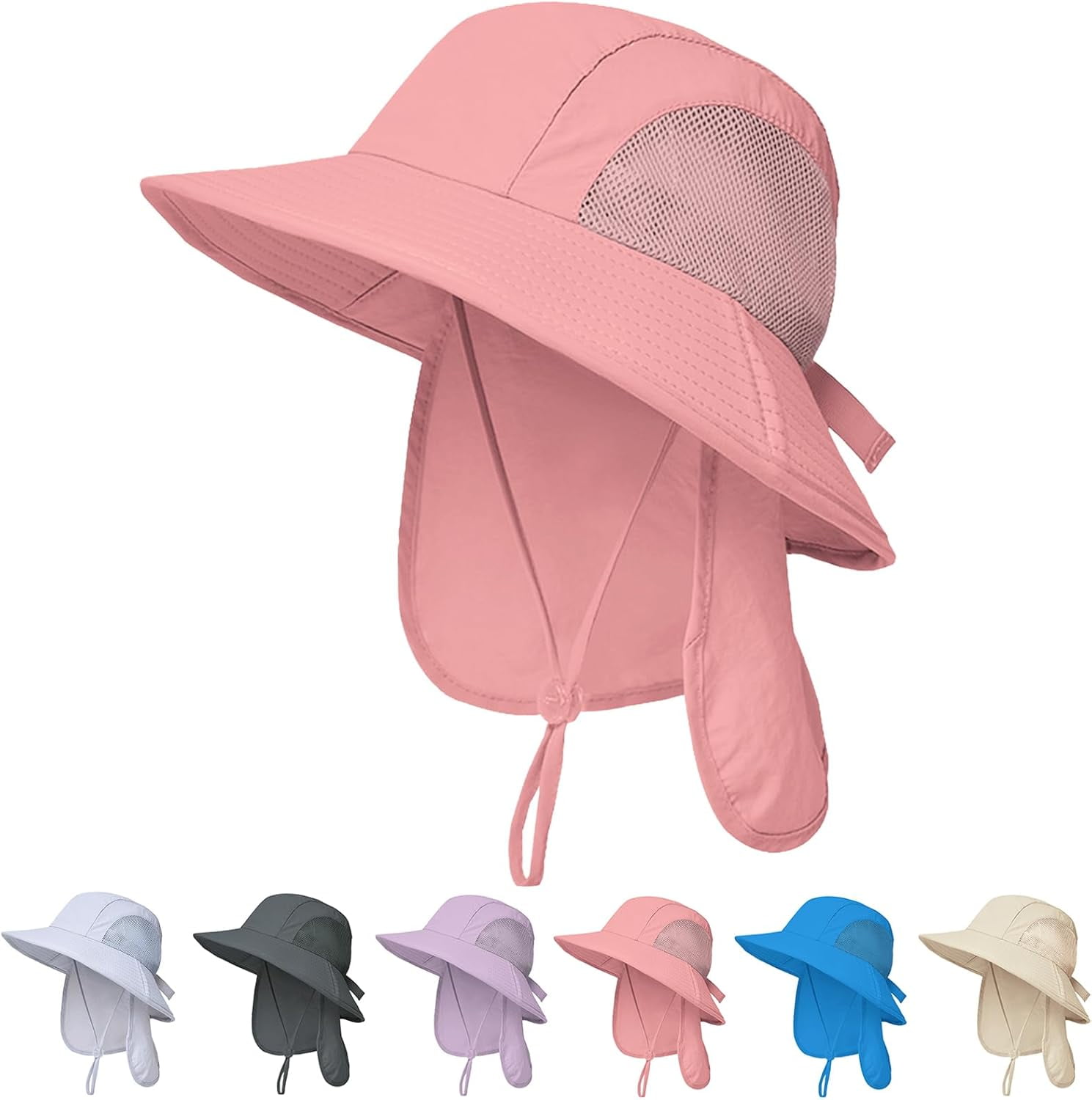 Outdoor Kids Sun Hats with Neck Flap Boys Girls Wide Brim UPF 50+ UV ...