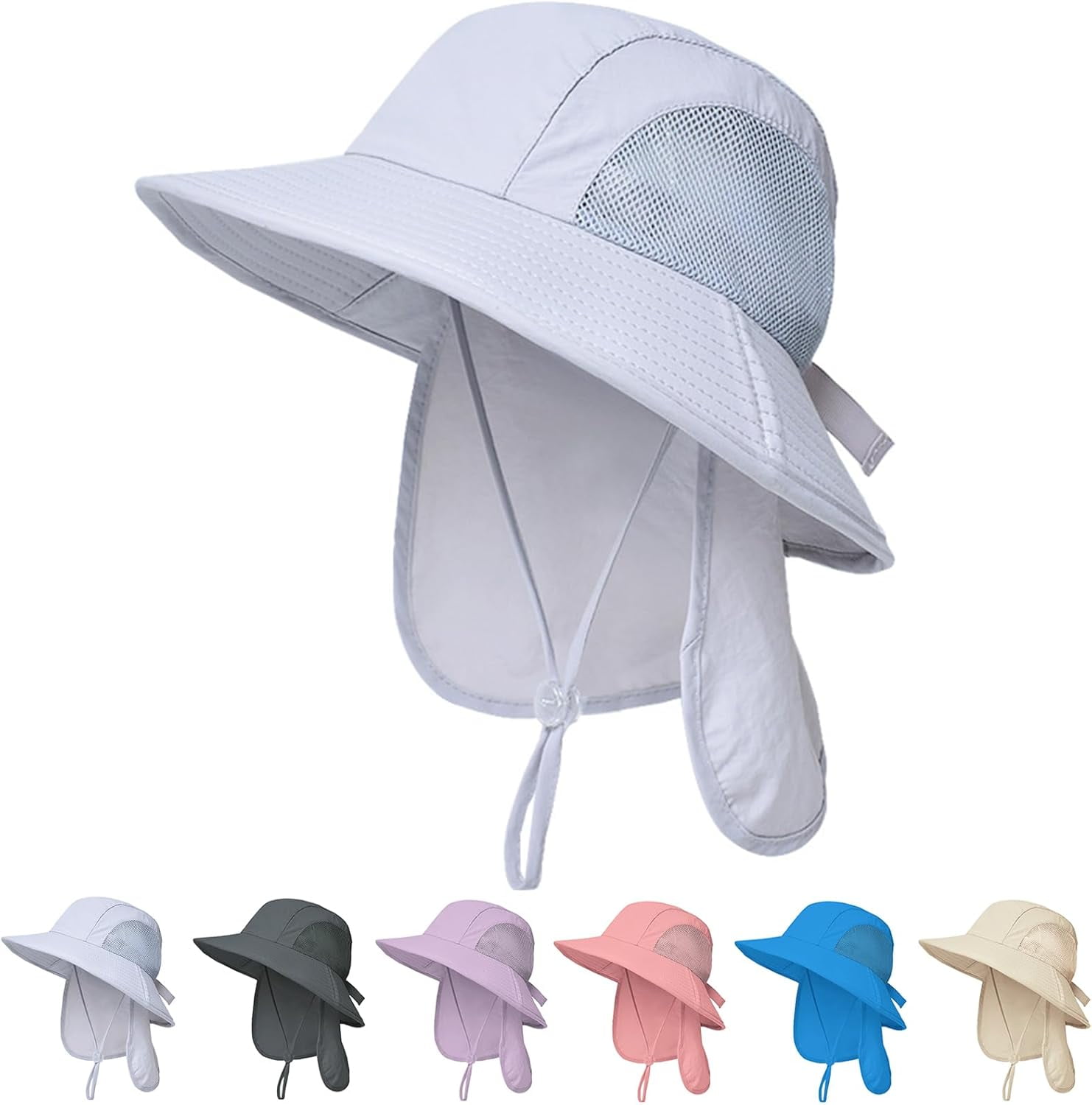 Outdoor Kids Sun Hats with Neck Flap Boys Girls Wide Brim UPF 50+ UV ...