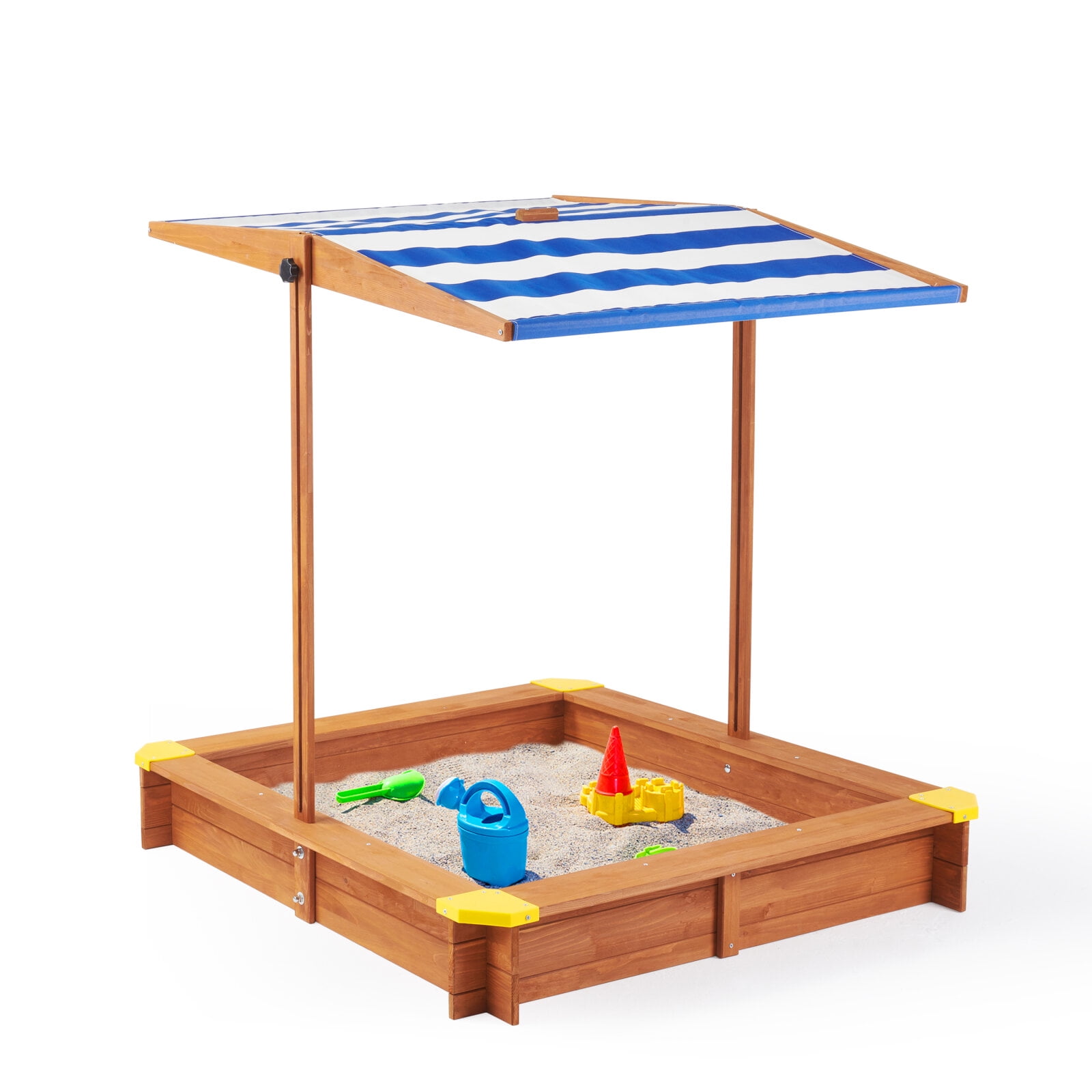 Outdoor Kids' Wooden Sandbox with Lid, Cedar Wood with 360° Retractable ...
