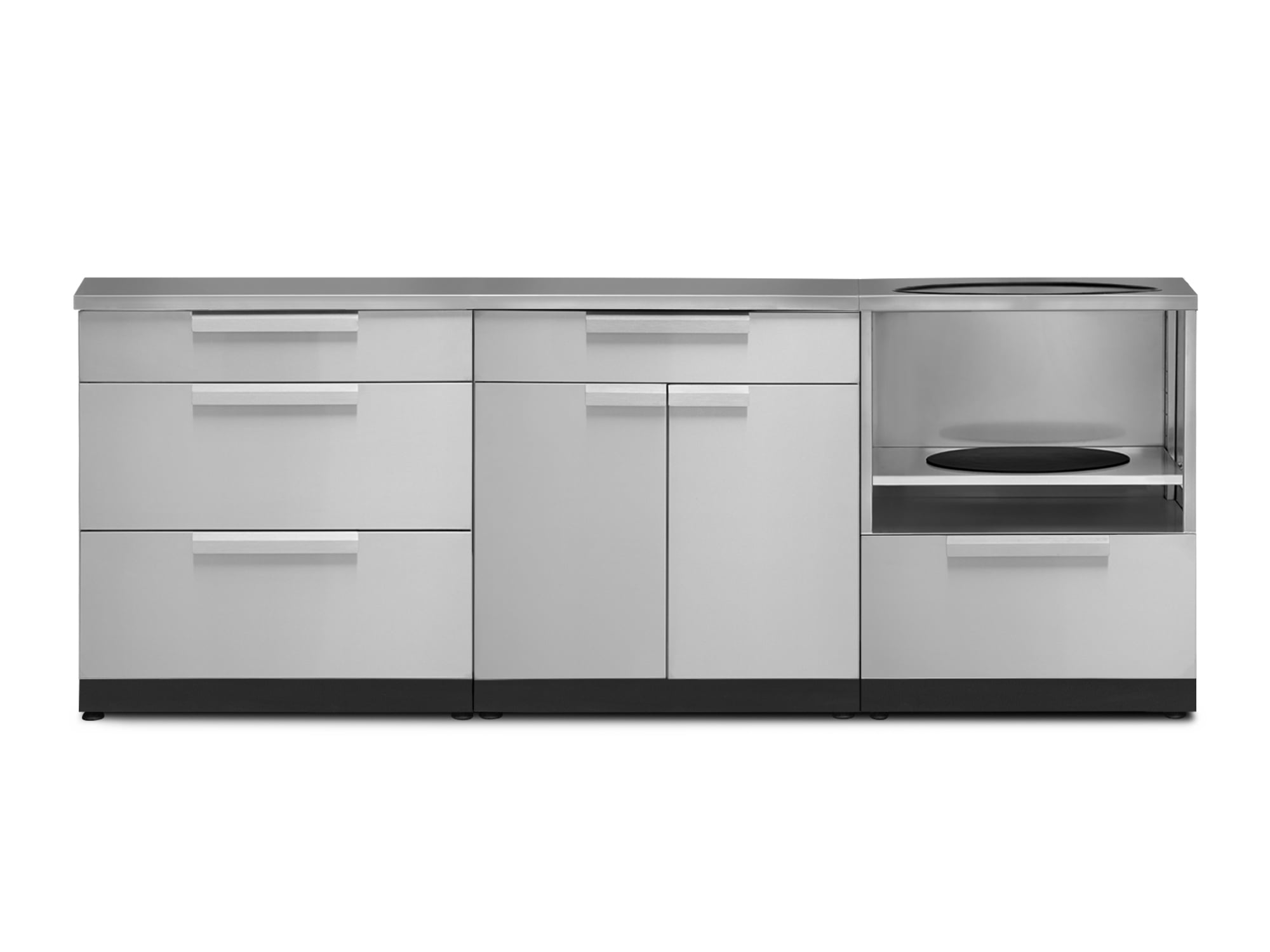 Outdoor Kitchen 4 PC Cabinet Set in Stainless Steel with Countertops ...