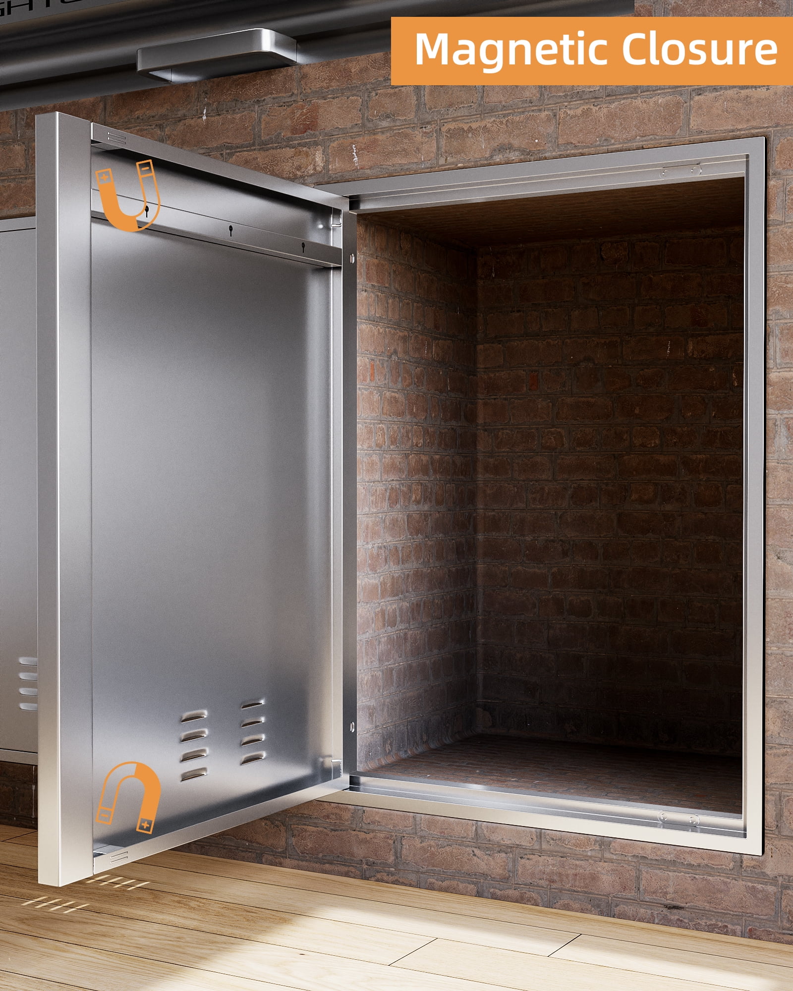 Outdoor Kitchen Access Door, 304 Stainless Steel Single Kitchen Door with Recessed Handle BBQ ...