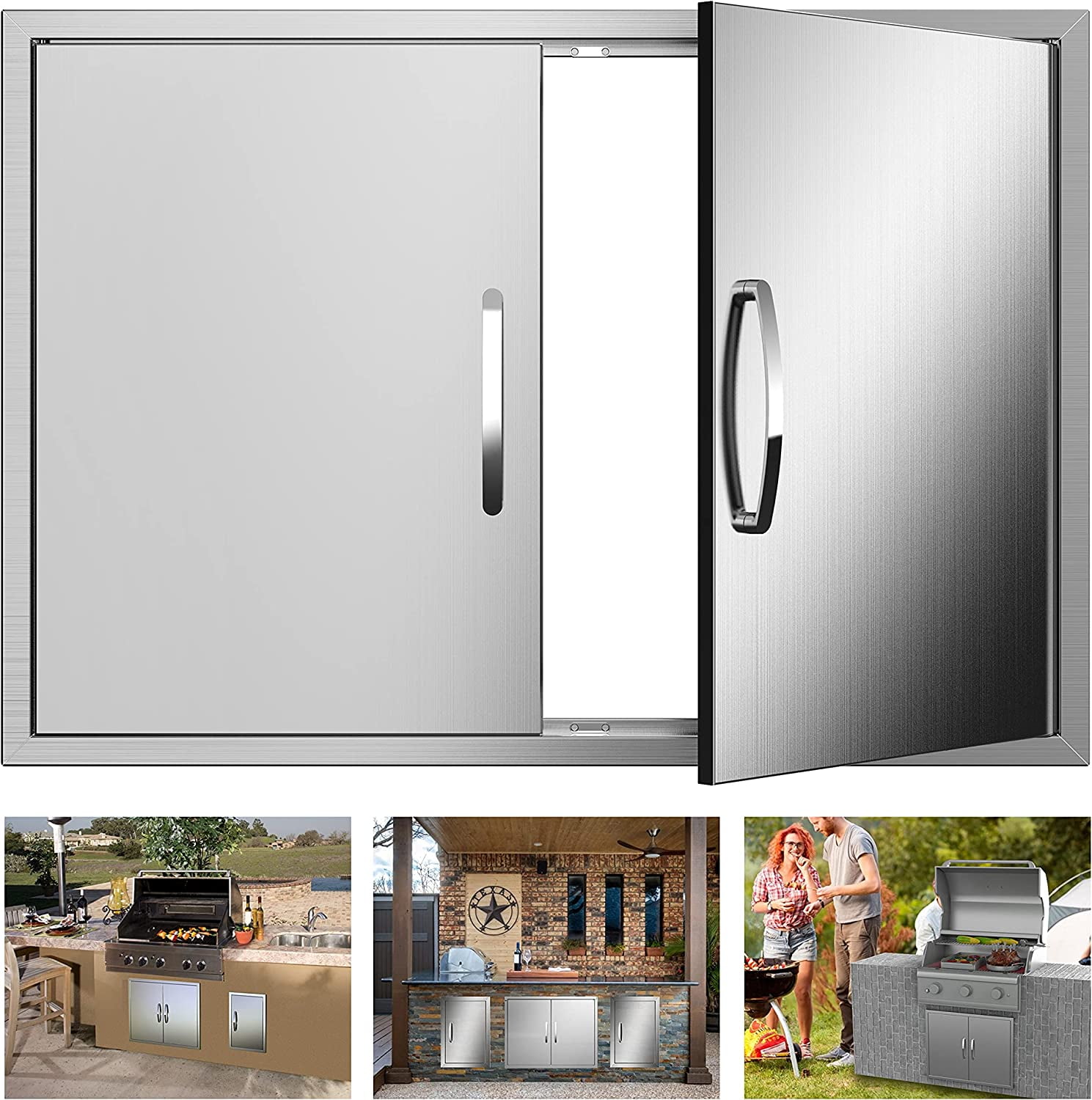 Outdoor Kitchen Doors 17''W X 23''H, Flush Mount Stainless Steel BBQ ...