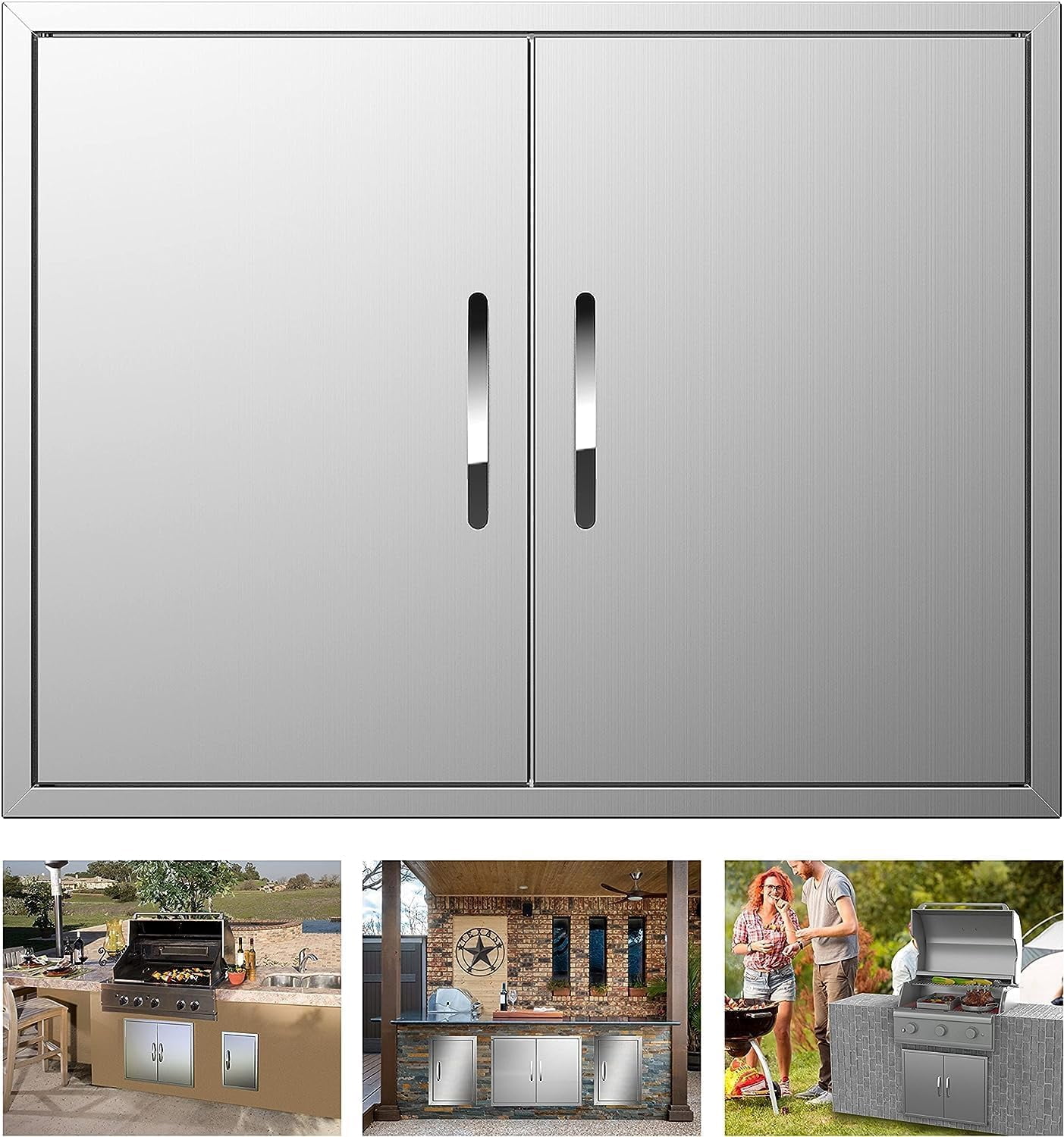 Outdoor Kitchen Doors 31W x 24H Inch, Double BBQ Access Doors, 304 ...