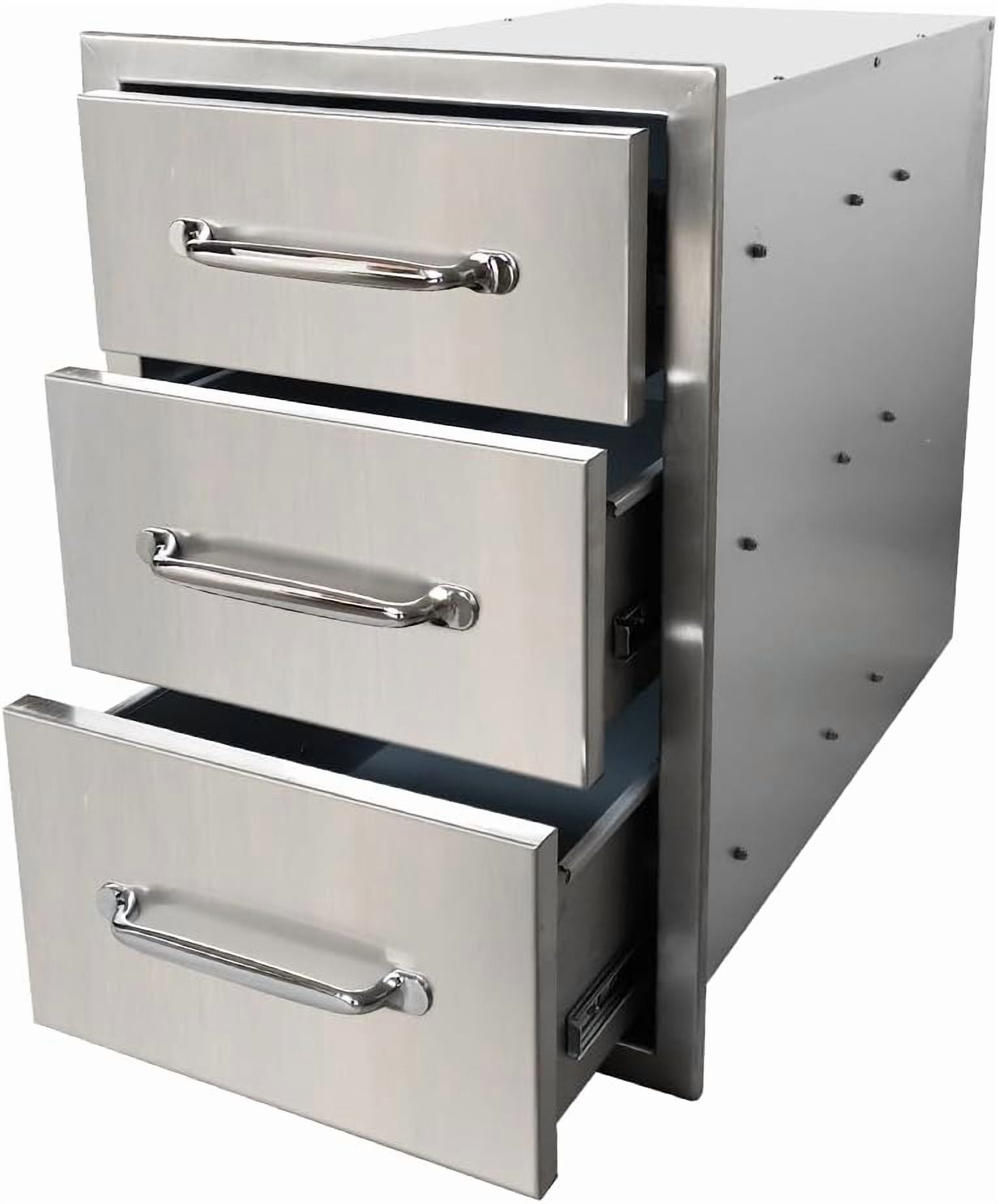 Outdoor Kitchen Drawer, Stainless Steel Triple Layer BBQ Island Drawer ...