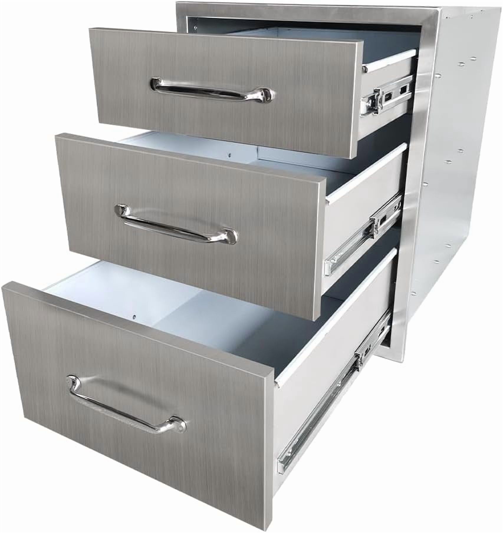 Outdoor Kitchen Drawer, Stainless Steel Triple Layer BBQ Island Drawer ...