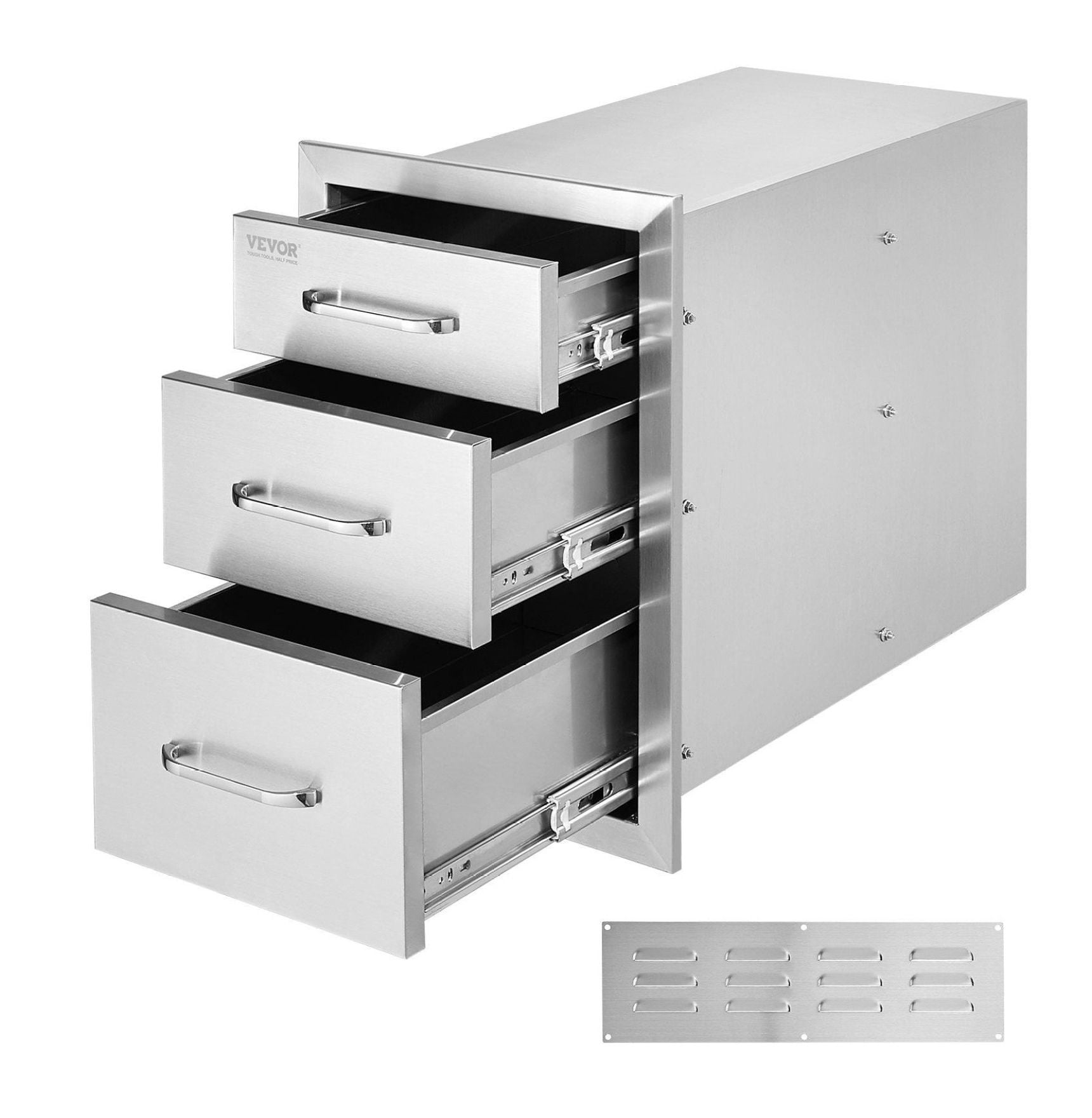 Outdoor Kitchen Drawers 14" W x 20.3" H x 23" D, Flush Mount Triple ...