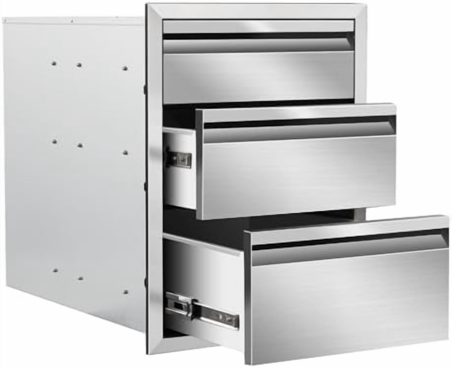 Outdoor Kitchen Drawers 16"Wx21"Hx23"D Flush Mount Access 3-Drawer BBQ ...