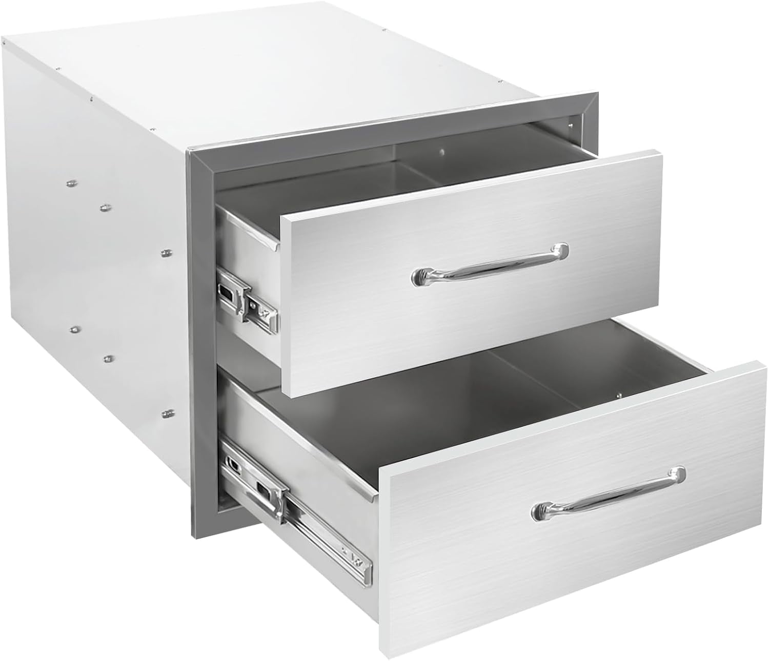 Outdoor Kitchen Drawers 18"Wx15"Hx23"D Flush Mount Access 2-Drawer BBQ ...