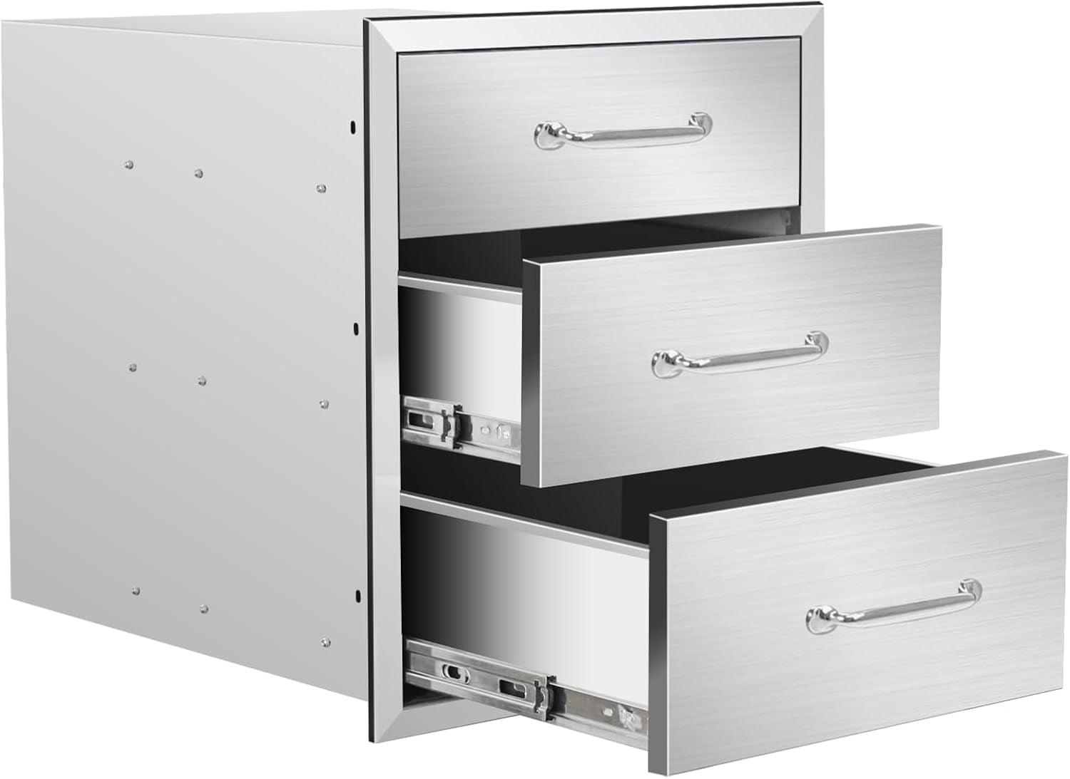 Outdoor Kitchen Drawers 18"Wx21"Hx21"D Flush Mount Access 3-Drawer BBQ ...