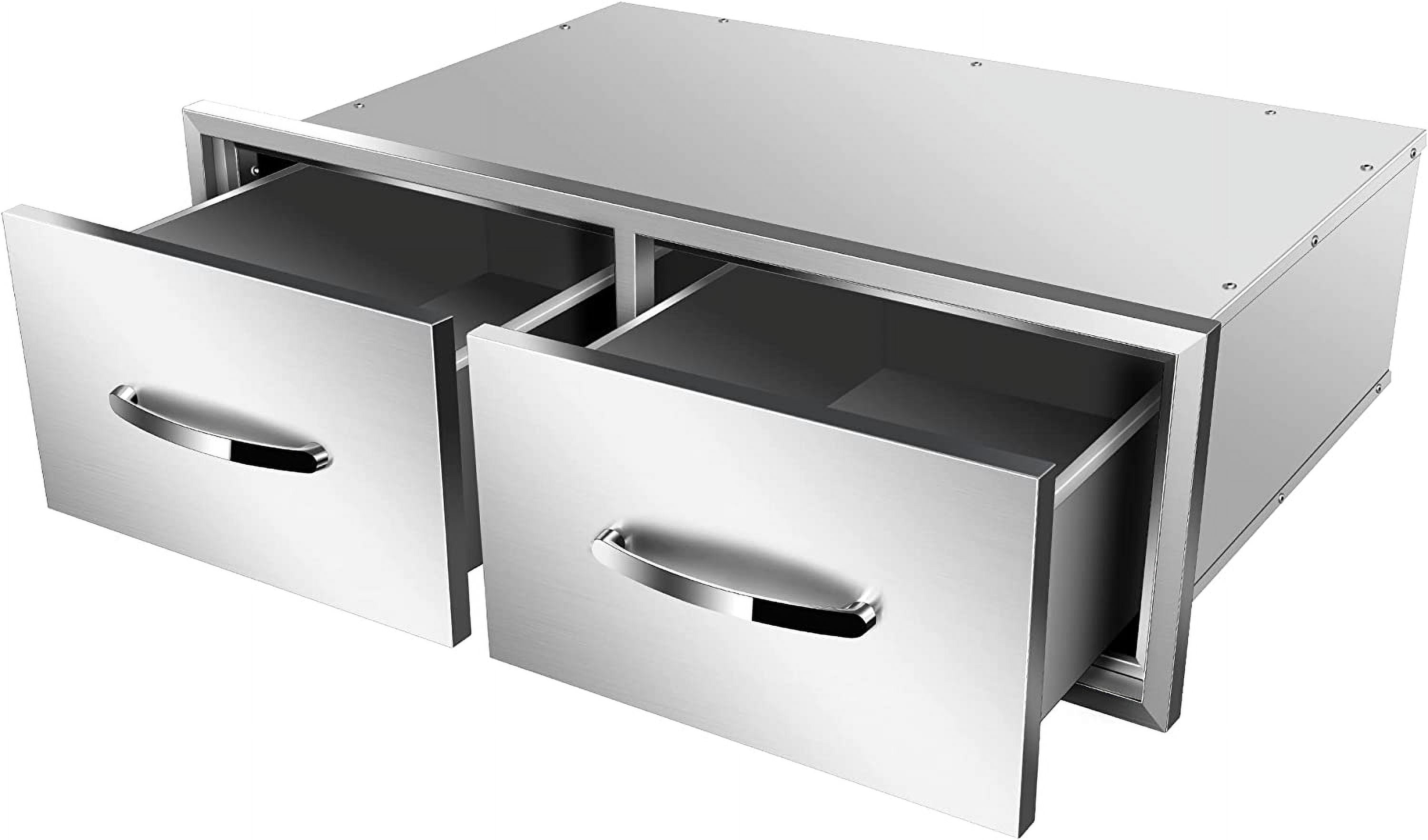 Outdoor Kitchen Drawers Stainless Steel,20W x 27H x 23D Inch Flush Mount Triple Drawers,BBQ ...